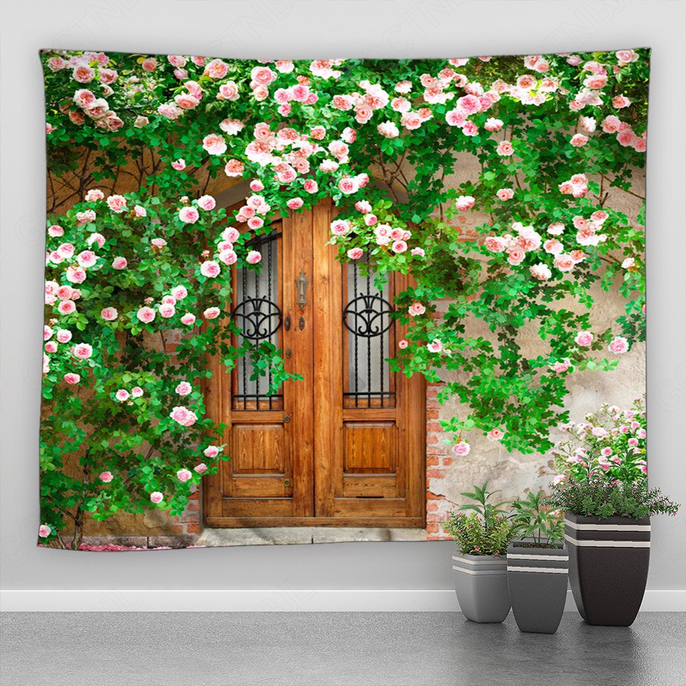 Outdoor Streetscape Tapestry Botanical Floral Landscape Living Room ...