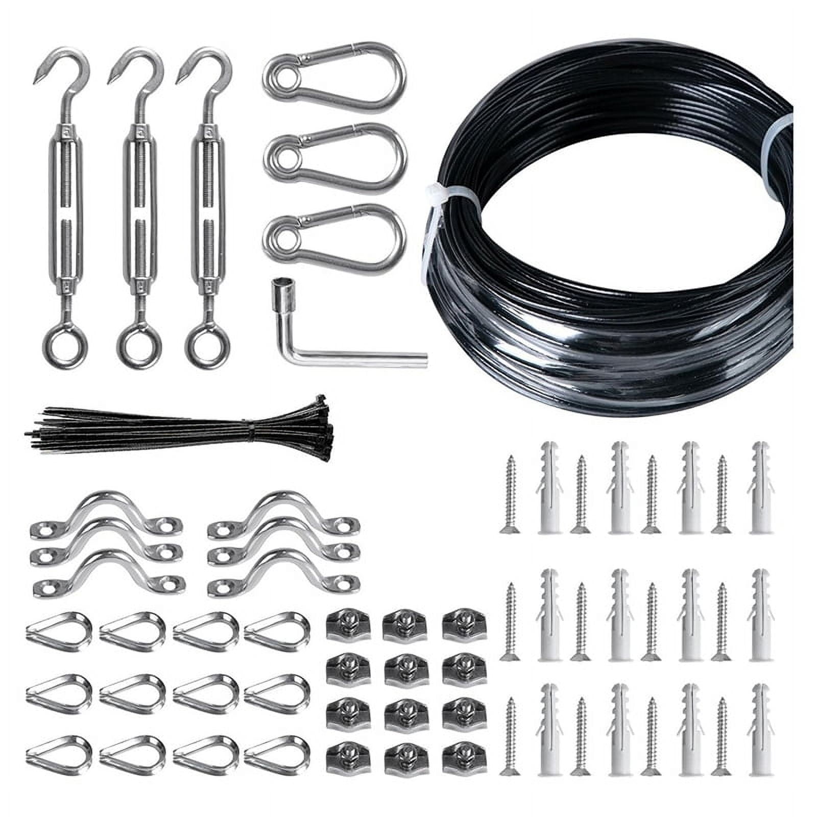 Outdoor String Light Hanging Kit, 200 Ft. Stainless Steel (304) Rope ...