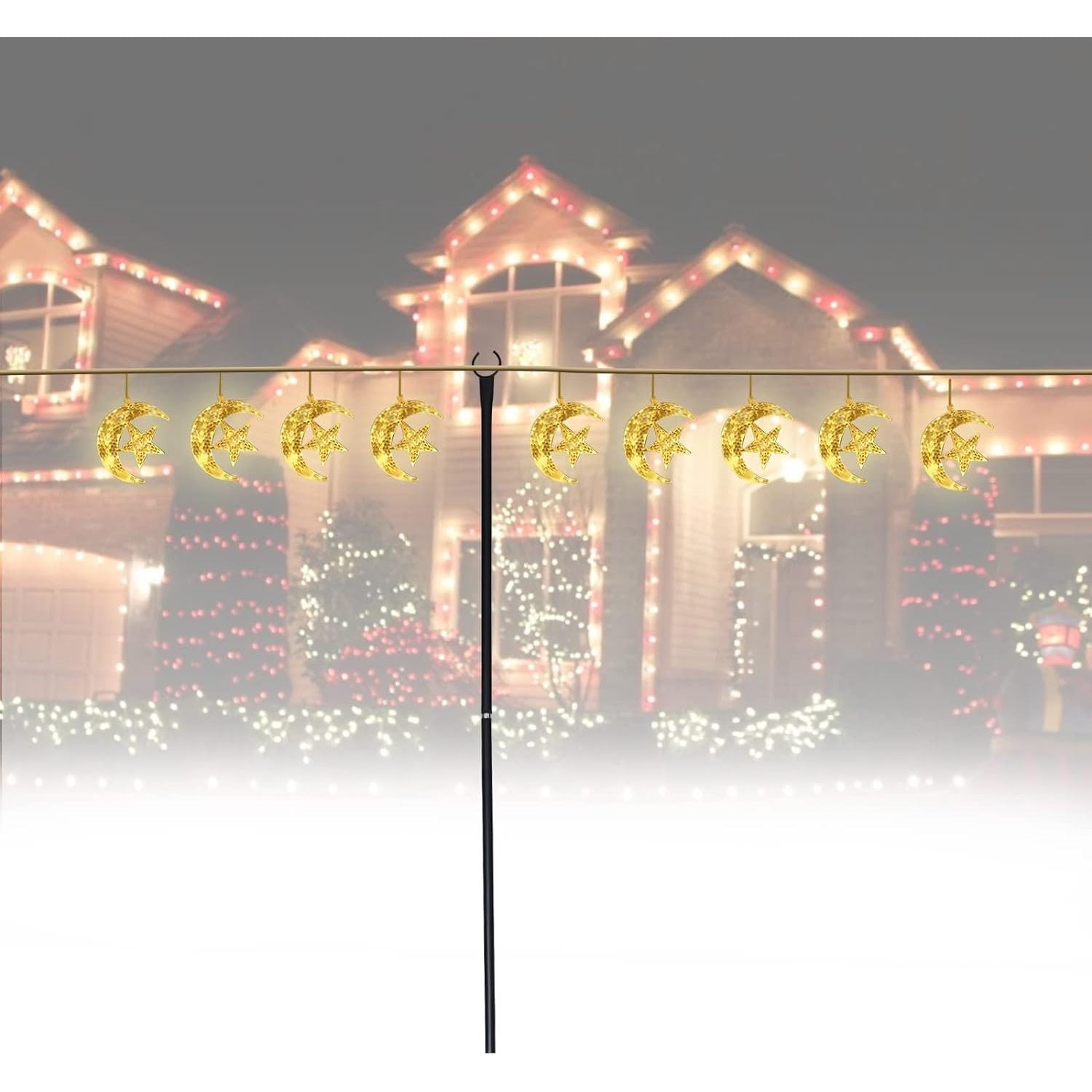 Outdoor String Light Poles Stand,1 Pack 9FT Metal Poles for Outside ...