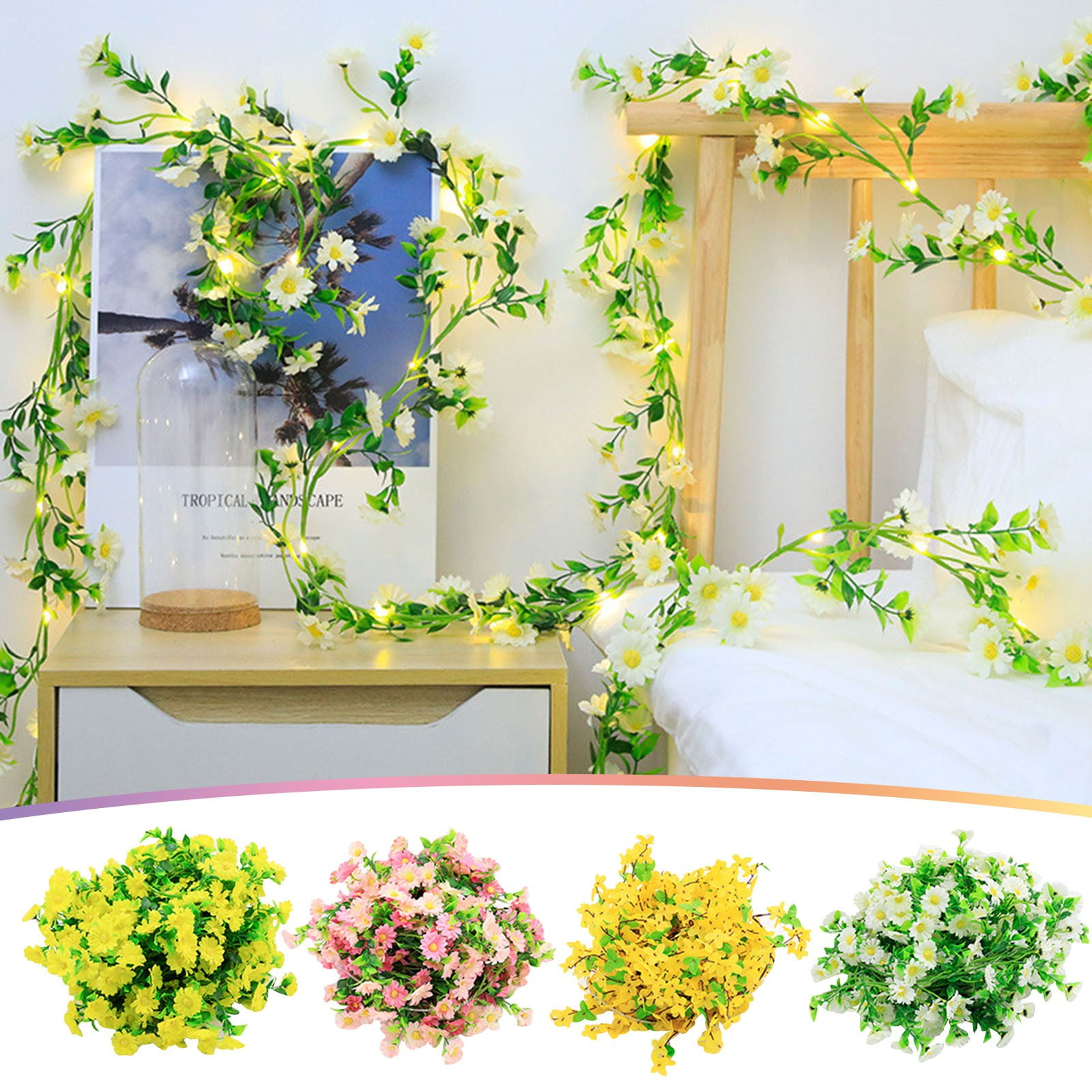 Outdoor String Lighting New Simulation Rattan Flower Light String Pink ...