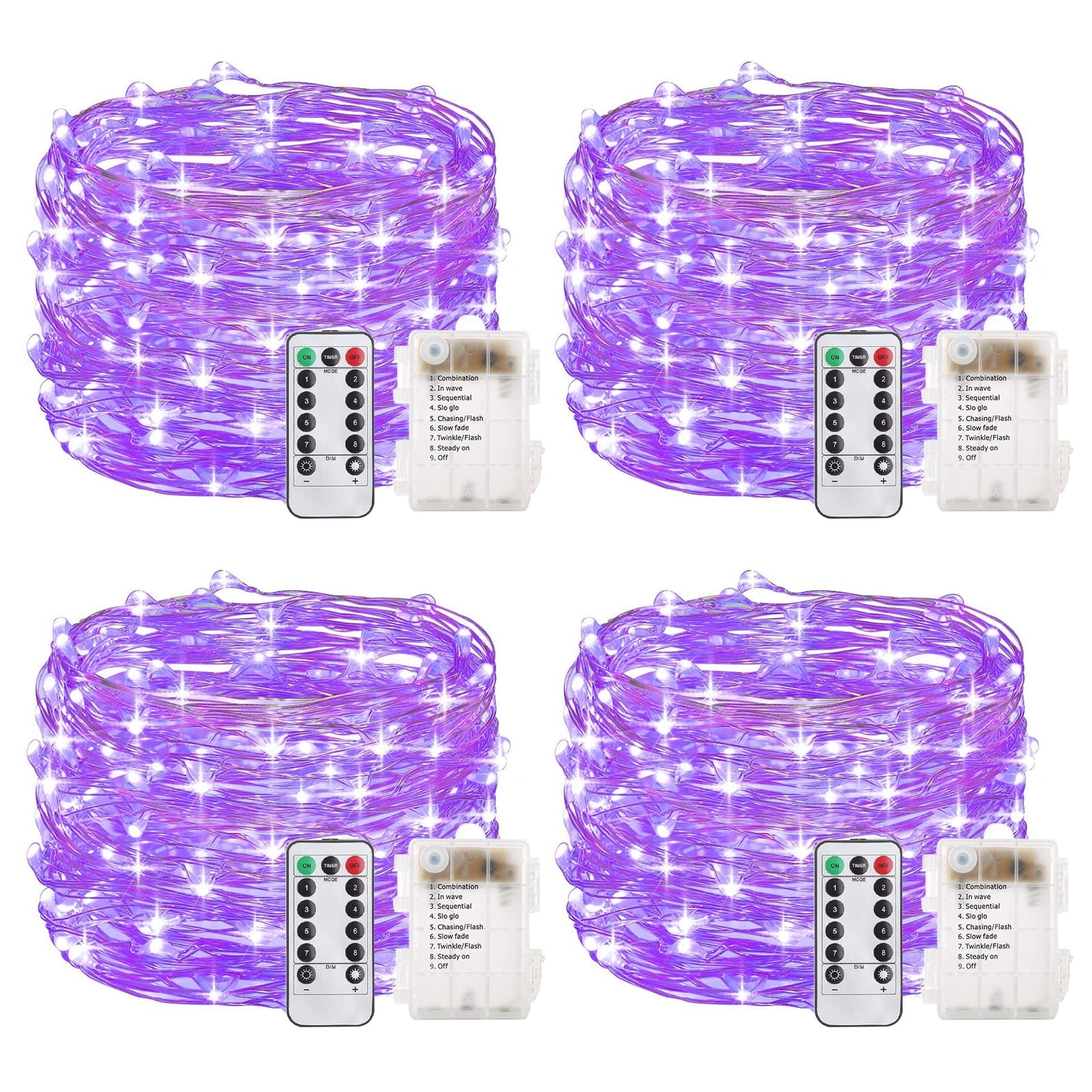 Outdoor String Lights 200LED 66Ft Battery Operated LED Rope Lights with ...