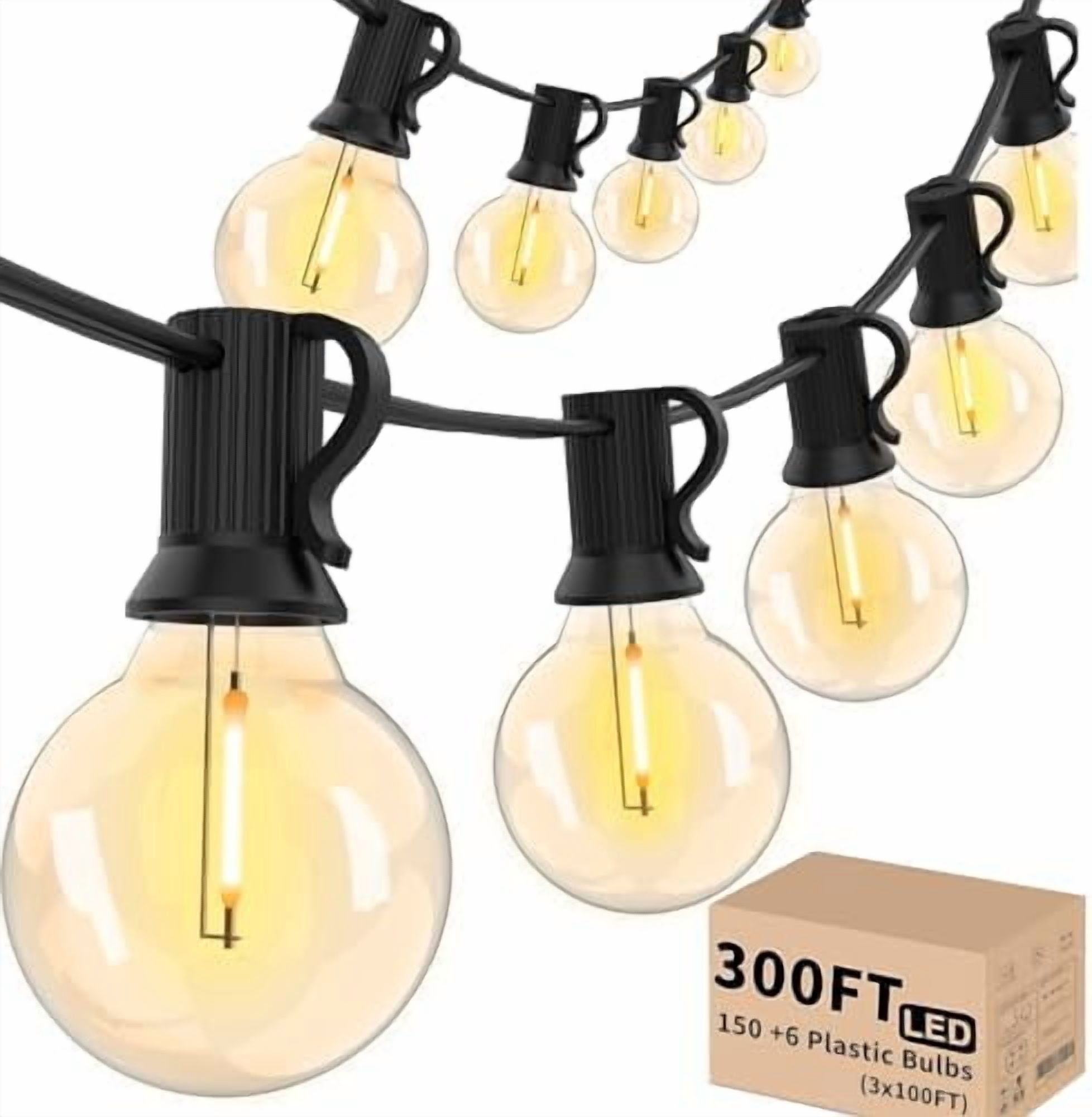 Outdoor String Lights 300 FT, Patio Lights Outside with 156 G40 ...