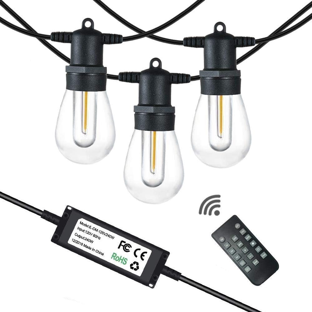 Outdoor String Lights 48FT with 240W Outdoor Dimmer for String Lights ...
