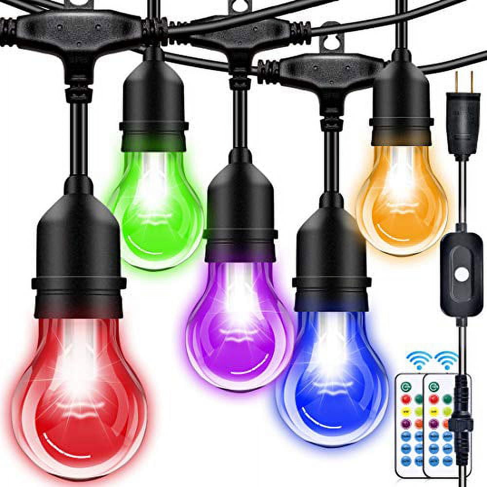 Walmart Outdoor String Lights, 48FT LED, Dimmable RGB, Remote, IP65 ...
