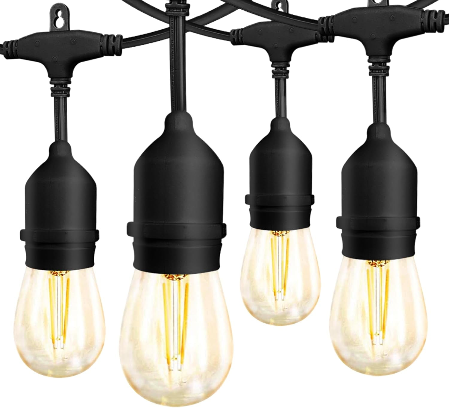 Outdoor String Lights, 48FT Waterproof Patio Lights with 2W Dimmable ...
