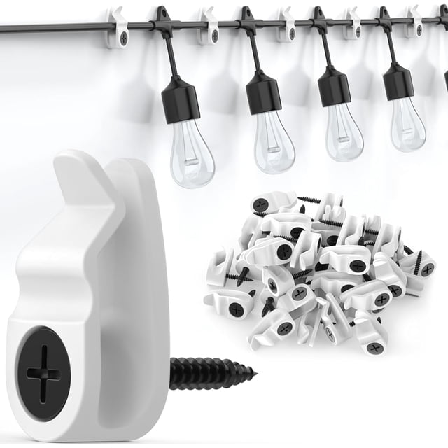Outdoor String Lights Clips, Weatherproof Cable Hanger Hooks for ...