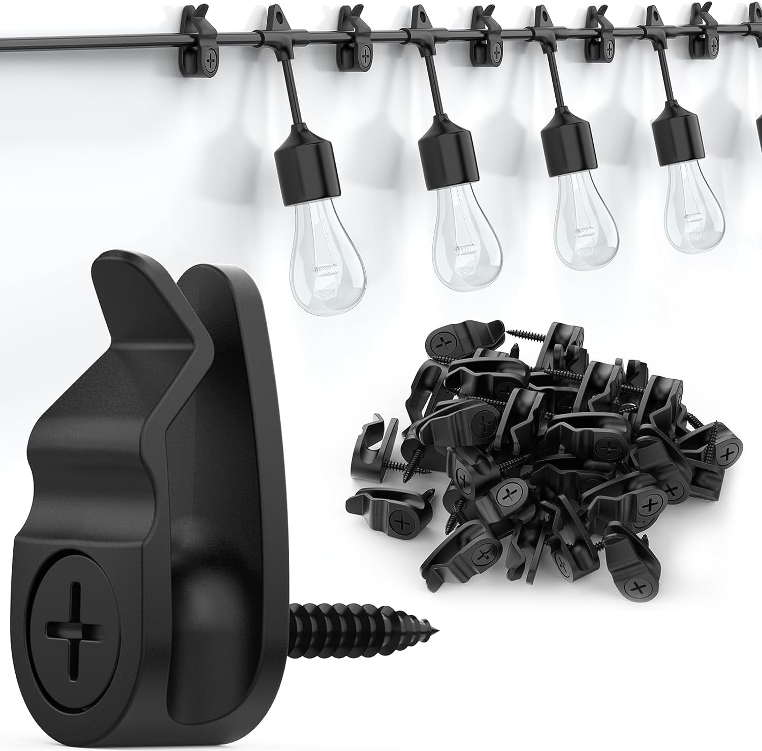 Outdoor String Lights Clips, Weatherproof Cable Hanger Hooks for ...