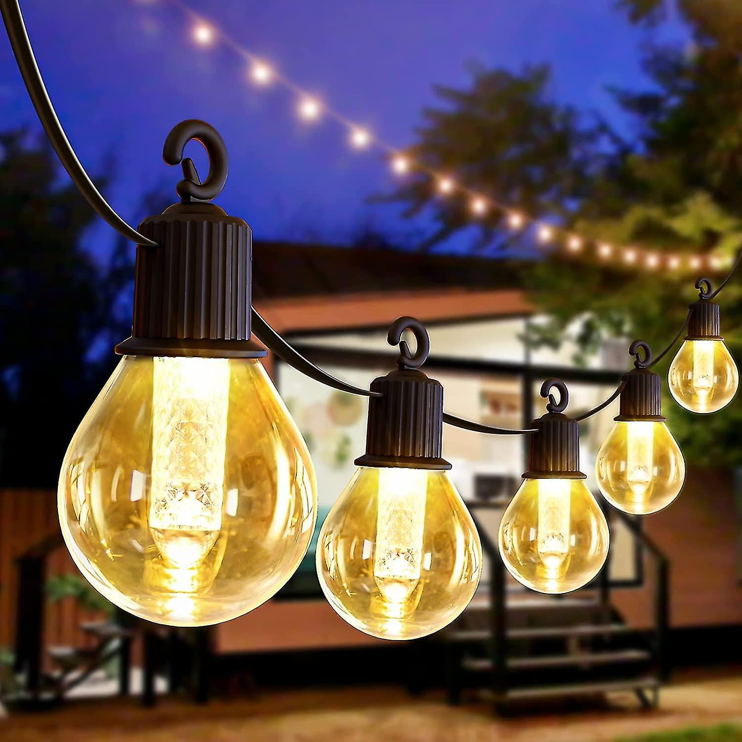 Outdoor String Lights Mains Powered 100ft 30m G40 Garden Festoon Lights ...