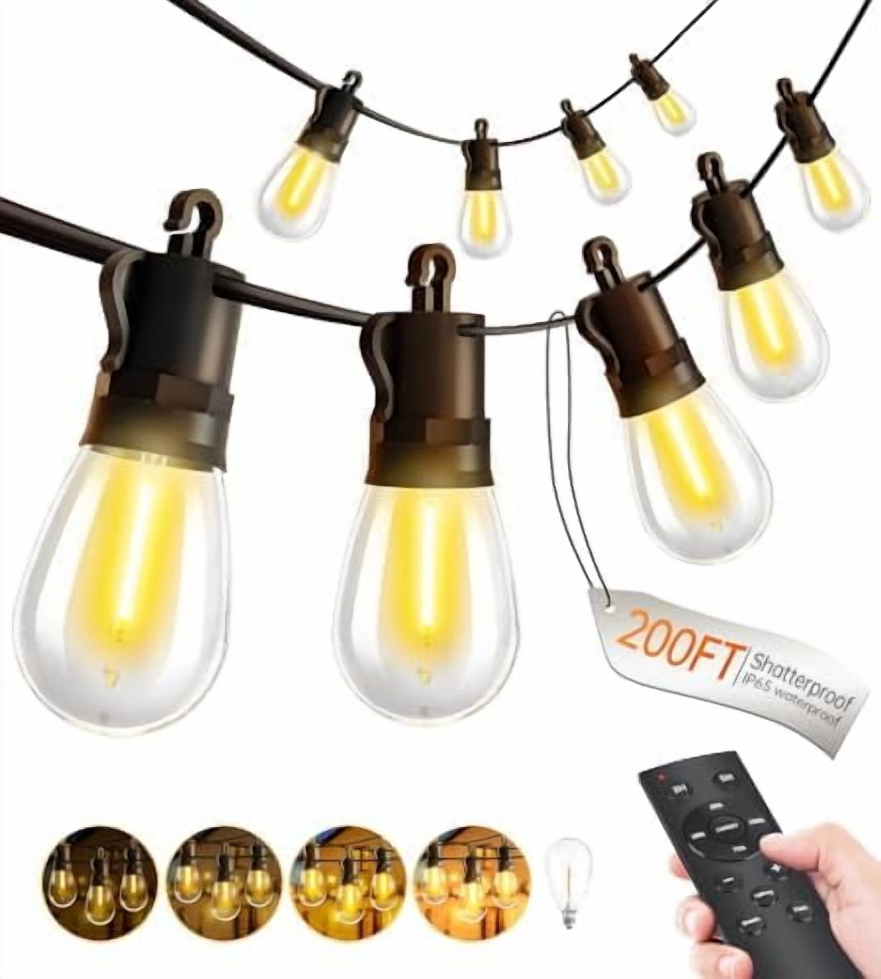 Outdoor String Lights Patio LED Light Outside - 60M 58+2 S14 LED ...