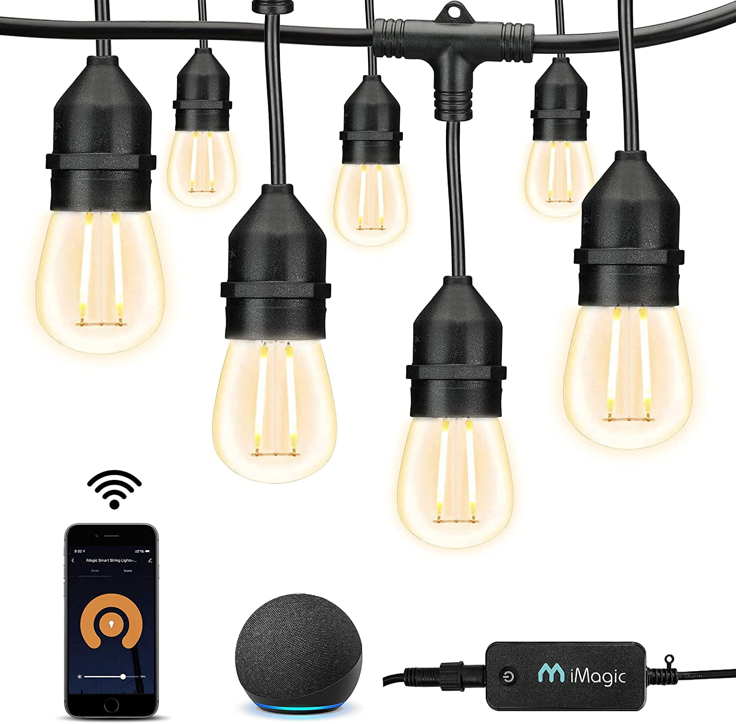 Outdoor String Lights, Warm White Patio Lights Smart String Lights ...