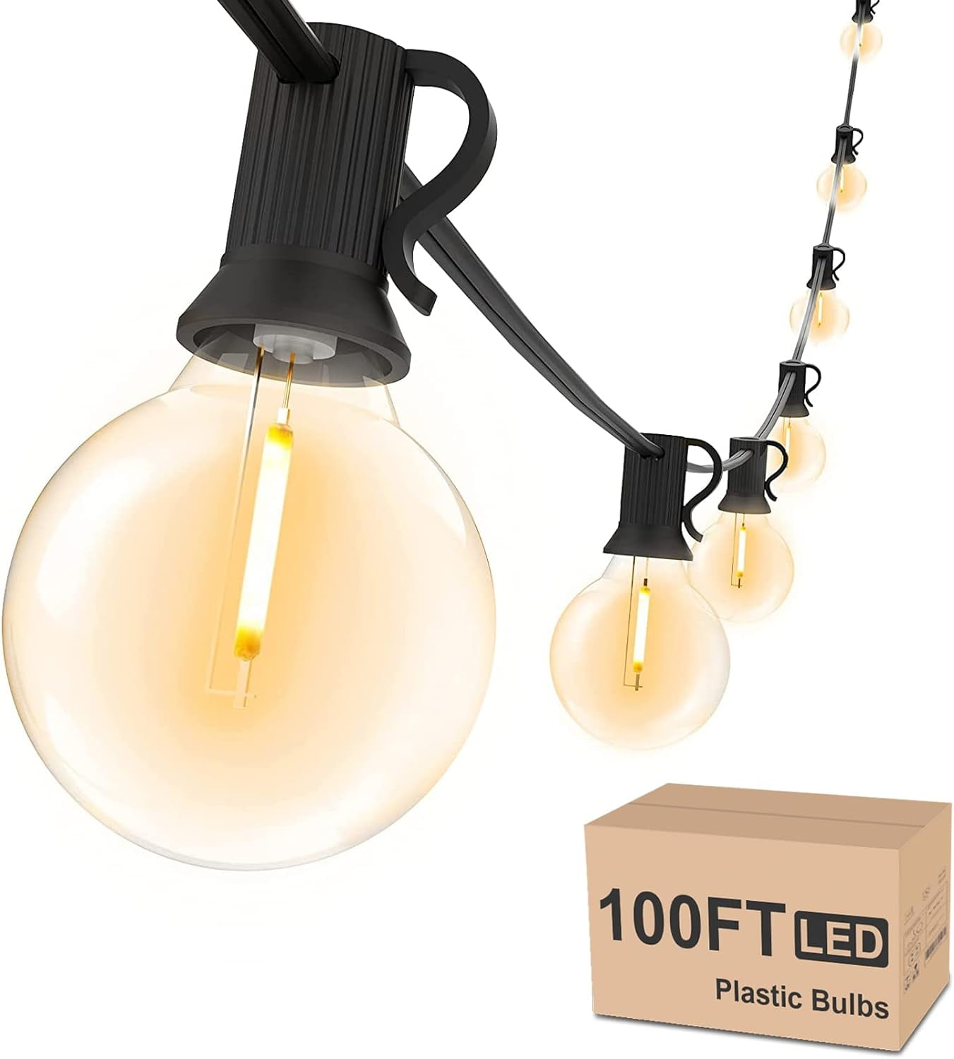 Outdoor String Lights Waterproof 100 FT, LED Patio Lights Outside with ...