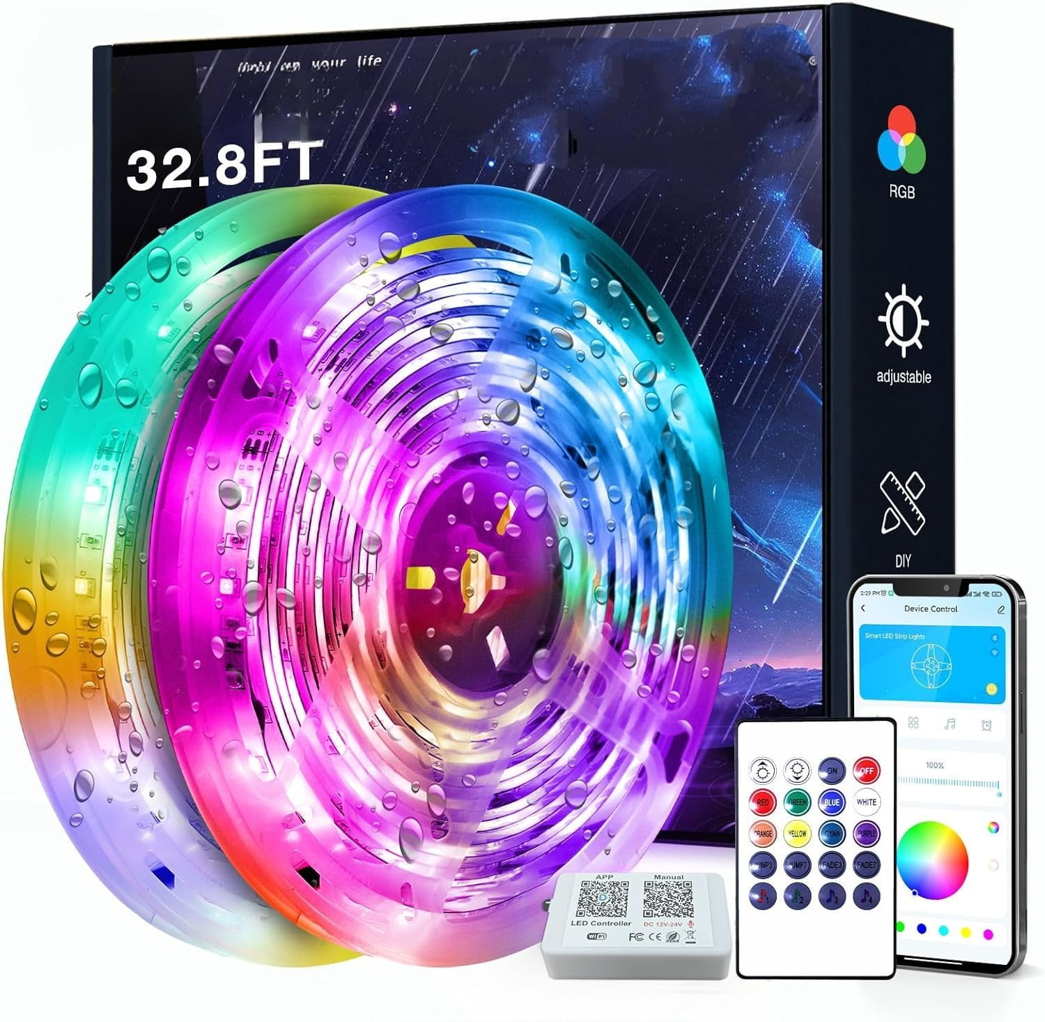 Outdoor Strip Lights , Lights Work with Alexa and Assistant, WiFi App ...