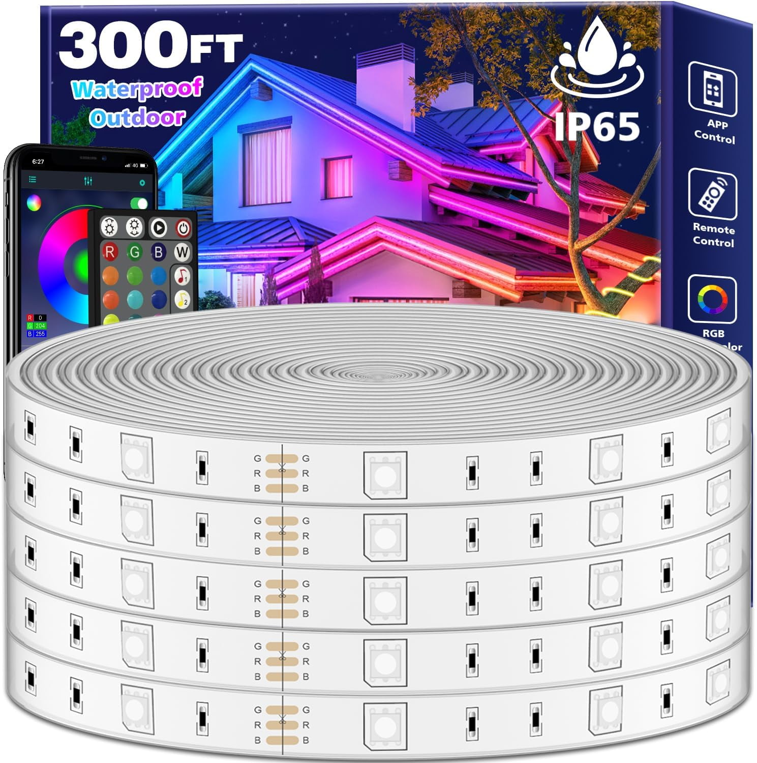 Outdoor Strip Lights ,Music Sync IP68 Outside Light Strips Waterproofs ...