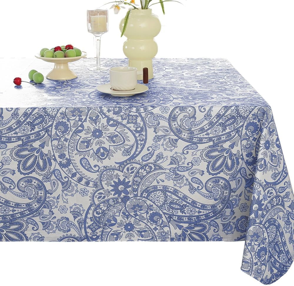 Outdoor Summer Vinyl Rectangle Tablecloth with Flannel Backing,Oilproof ...