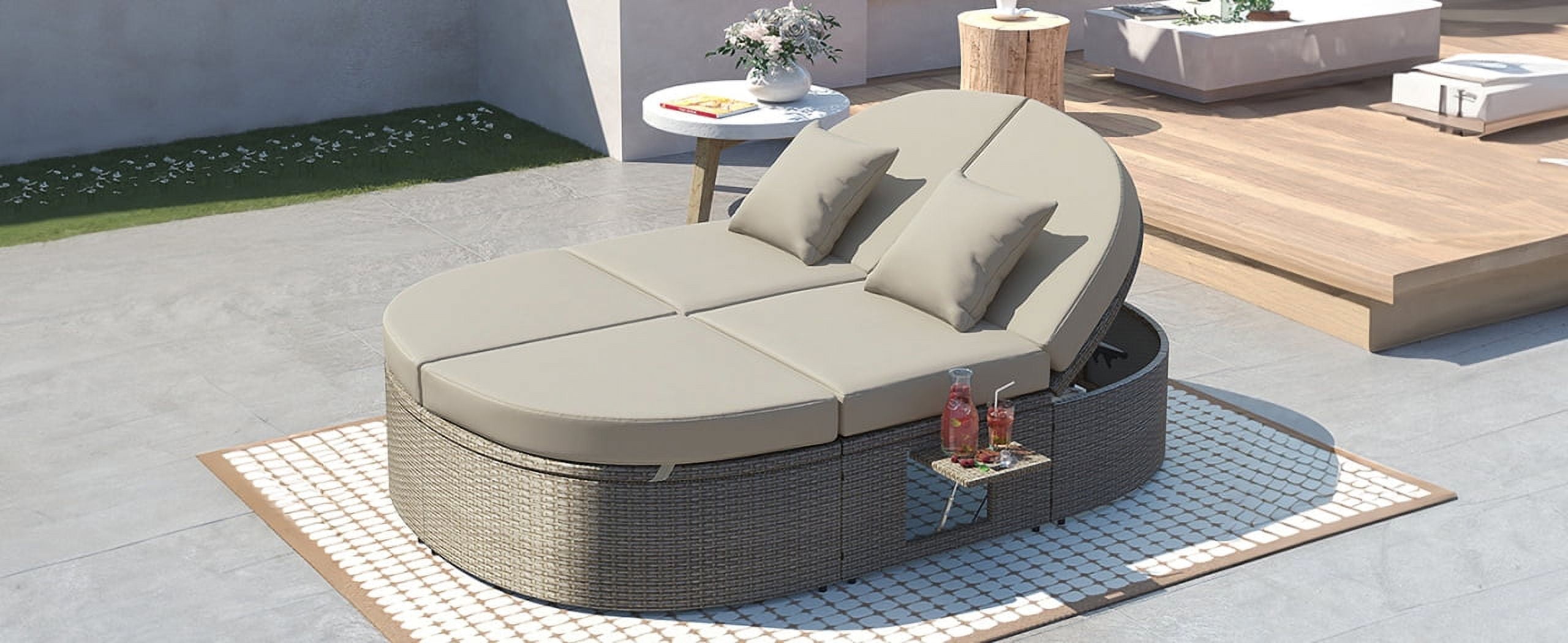 Outdoor Sun Bed Patio 2-Person Daybed ,Outdoor Bed Cushion with ...