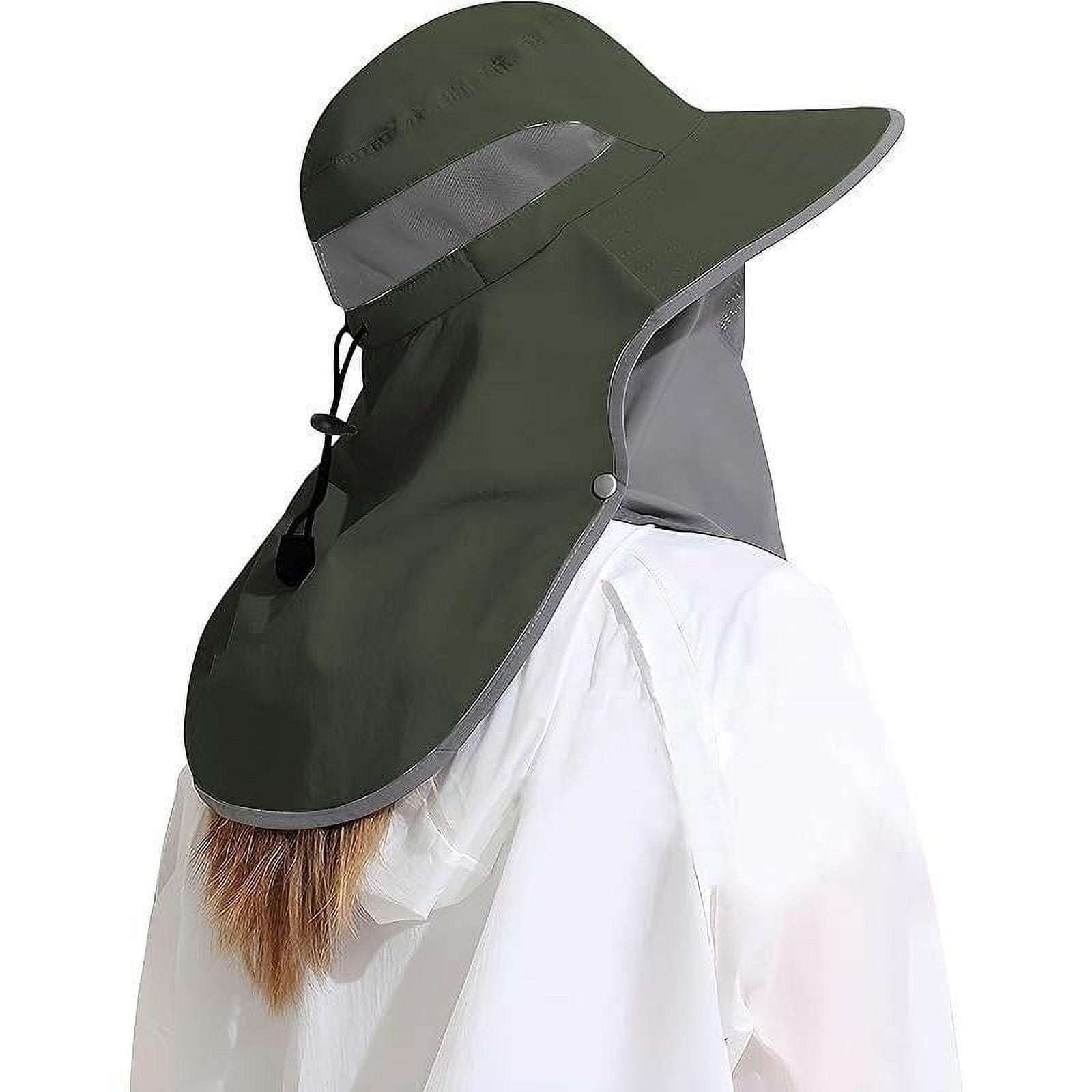 Outdoor Sun Hat Detachable Neck Face Flap UPF 50+UV Protection Visor Fishing Hats with Neck Flap ...