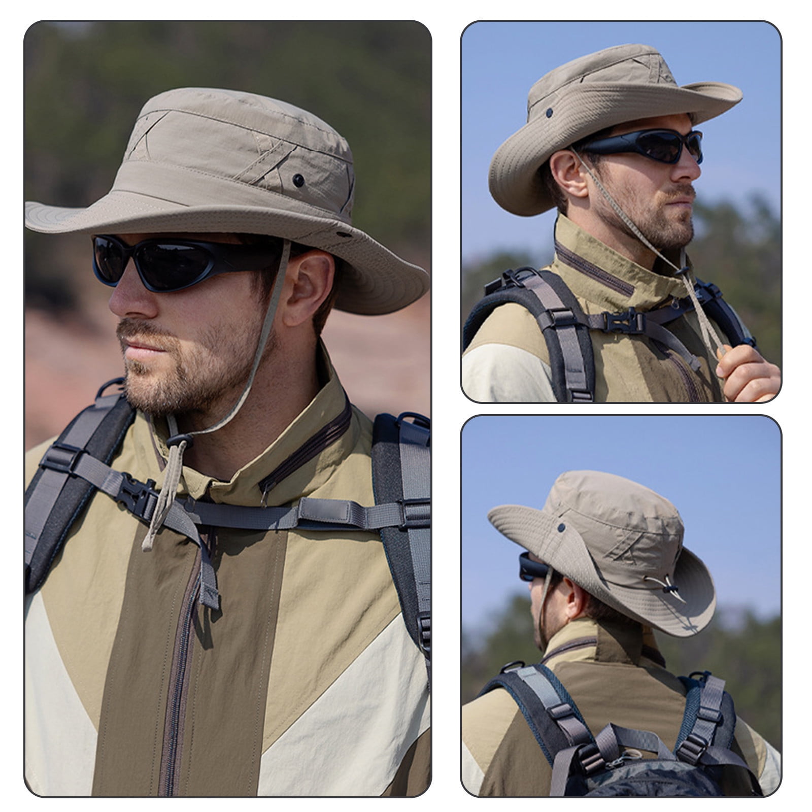 Outdoor Sun Hat for Men | Breathable Nylon Wide Brim Fisherman Cap ...