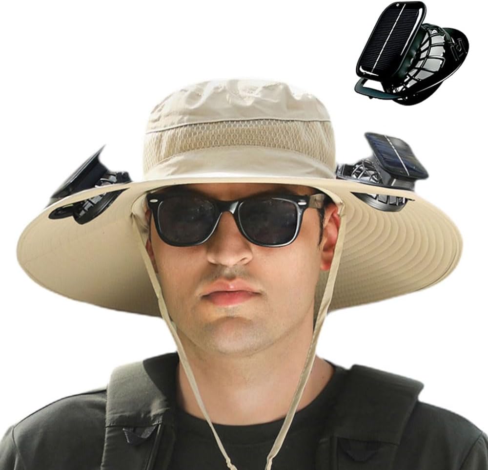 Outdoor Sun Hat with Solar Fan, 2025 New Solar - Powered Fan Sun Hat ...