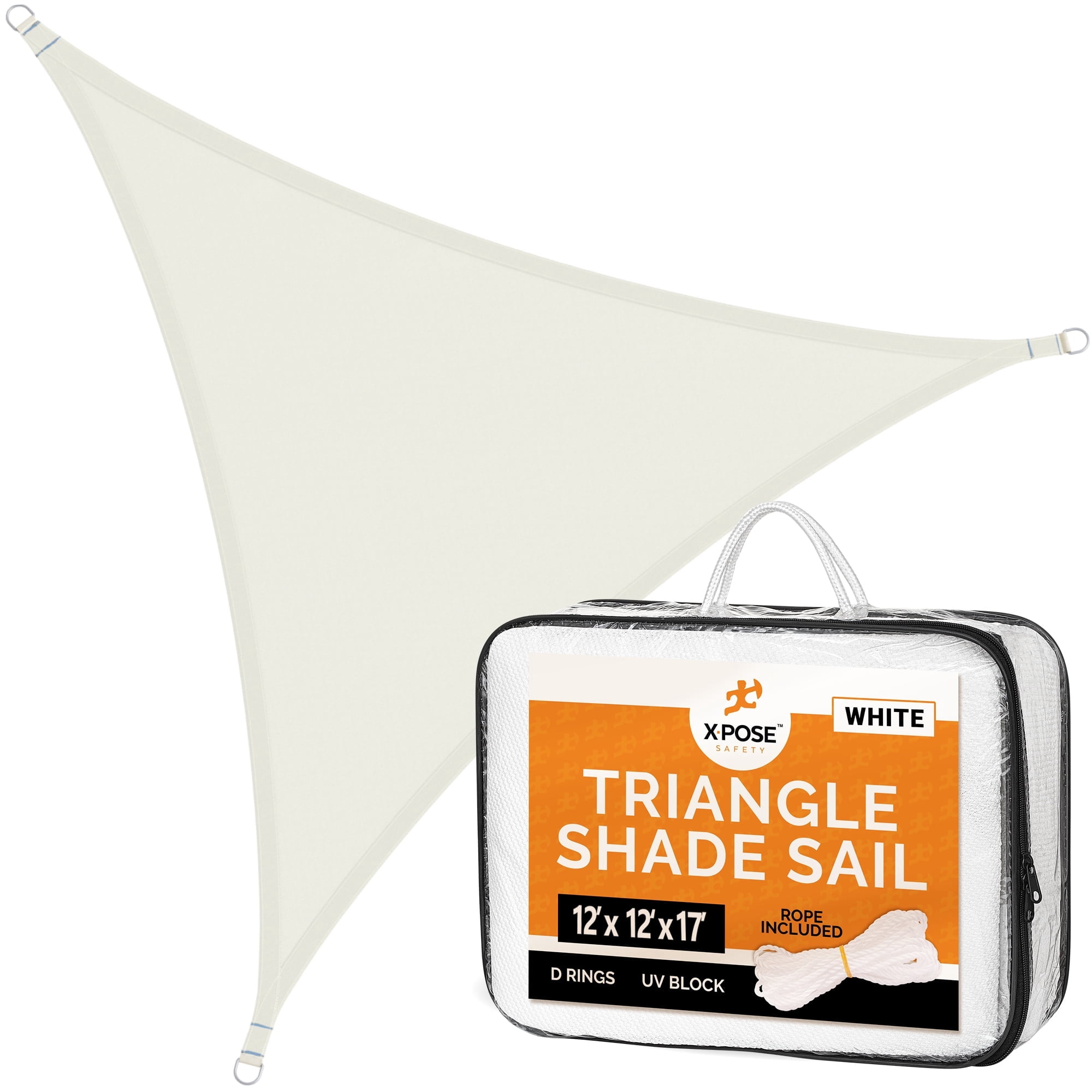Outdoor Sun Shade - 12' x 12' x 17' White Shade Sails for Backyard ...