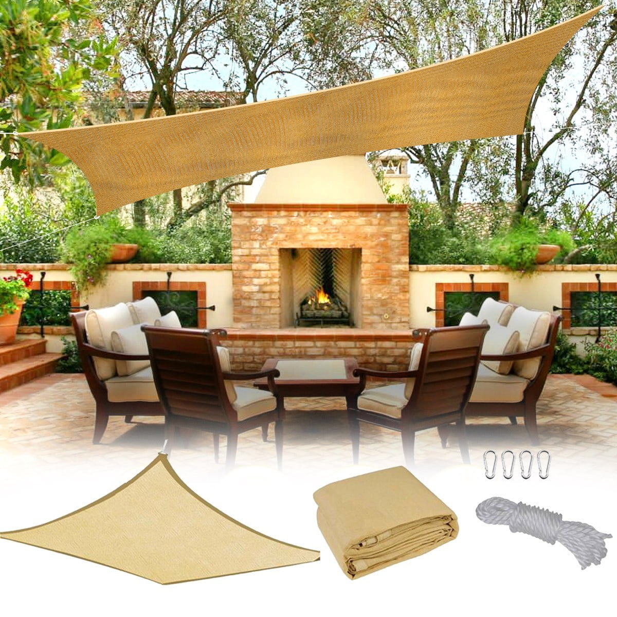 Outdoor Sun Shade Canopy - 95% UV Protection Rectangle Sunscreen Awning ...