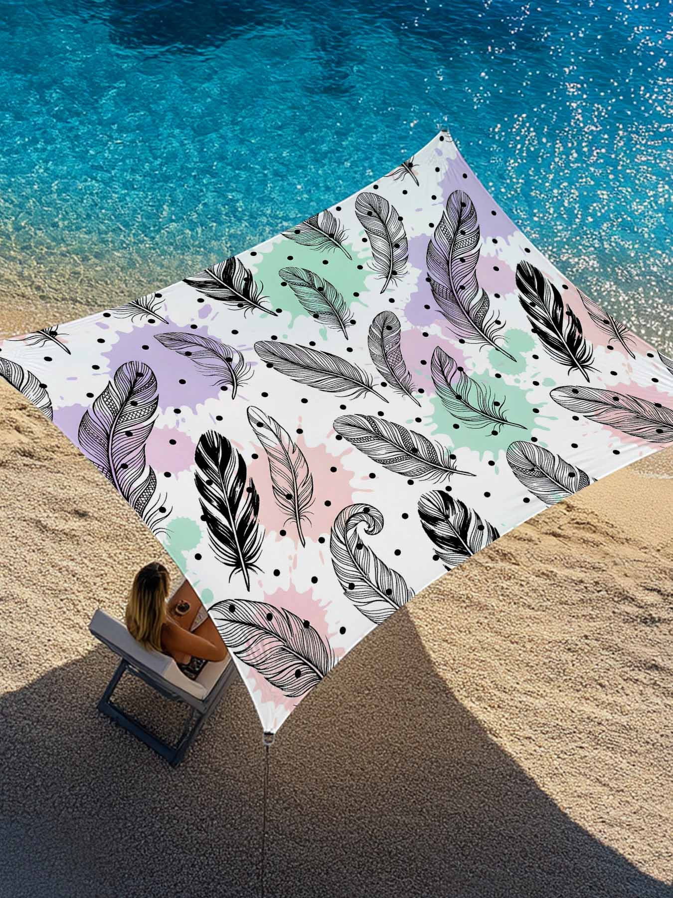 Outdoor Sun Shade Sail 6.5'x10', Colorful Feather Patio Beach Shade ...