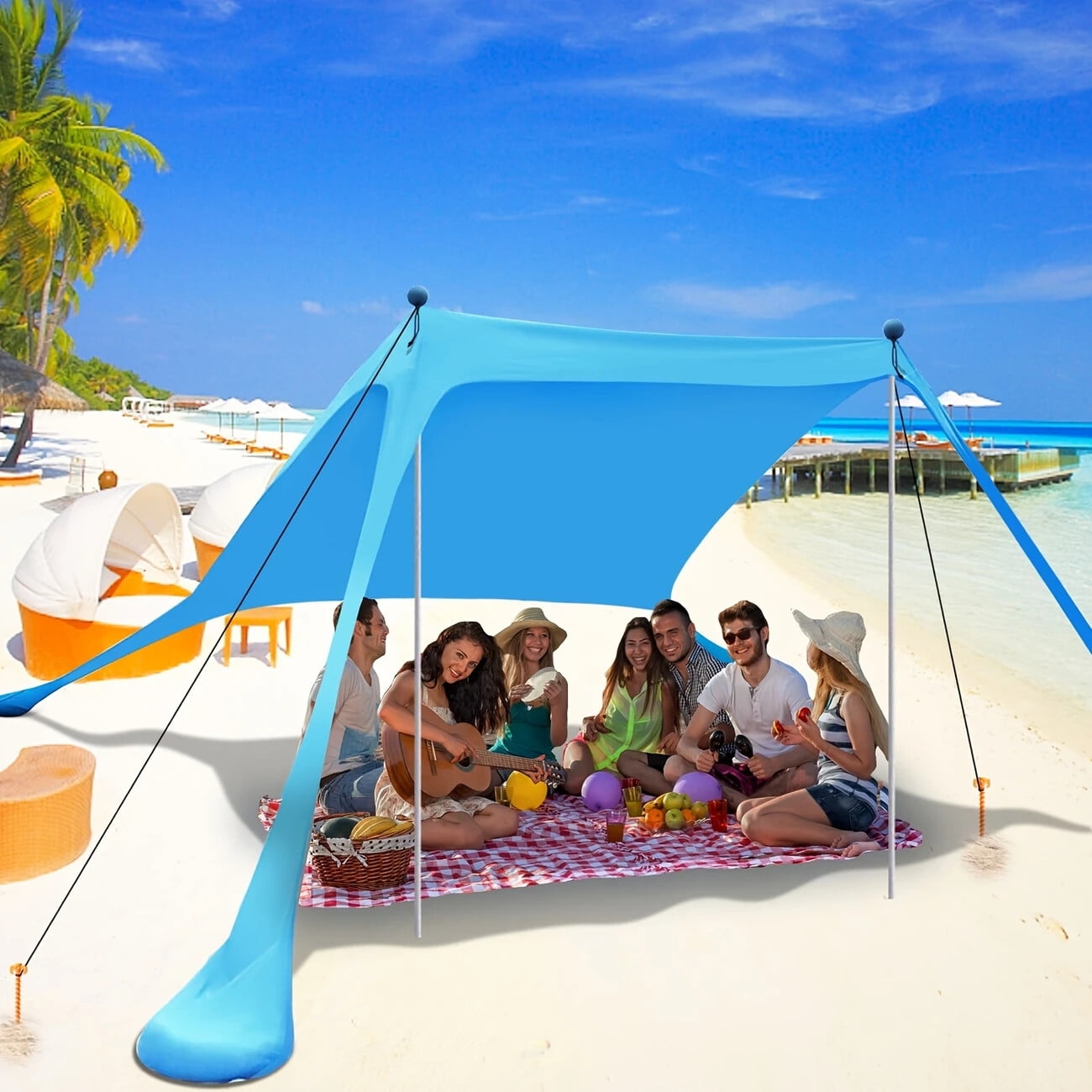 Outdoor Sun Shelter Beach Tents Portable Canopy UPF 50 with Sandbag ...
