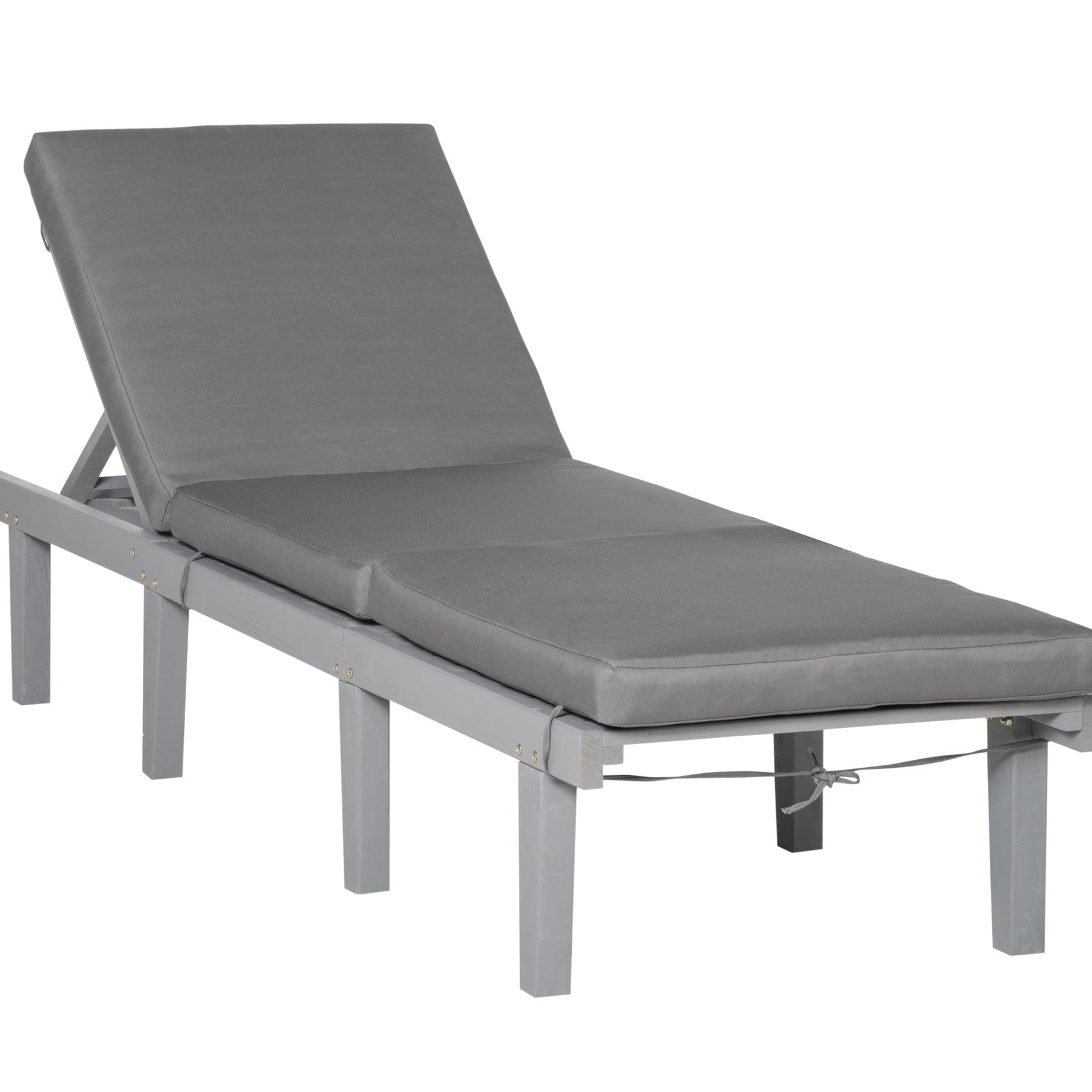 Outdoor Sunbathing Chair With 4 And Cushion, Deck Beach Lawn Use, Gray ...