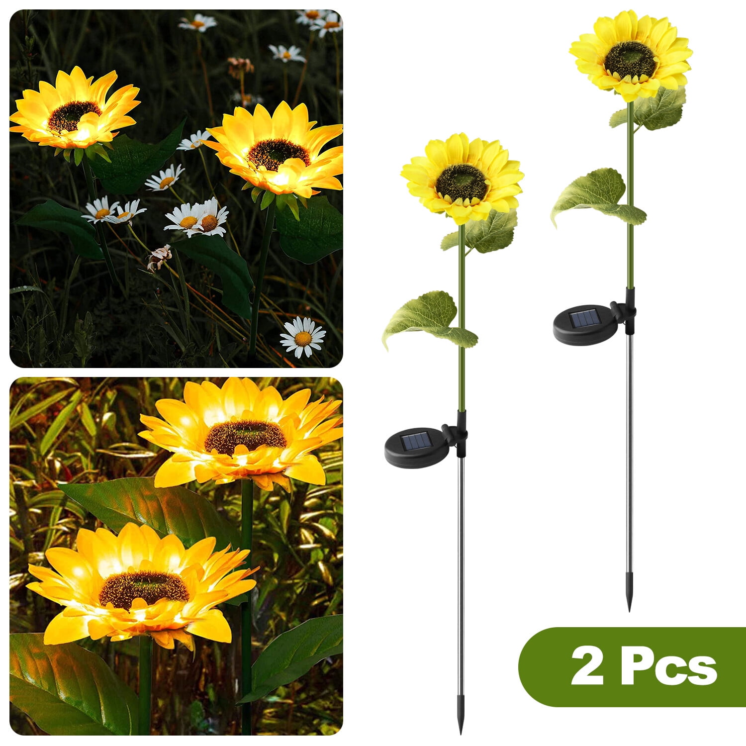 Outdoor Sunflower Solar Powered Lights LED Landscape Lamp Garden Yard ...