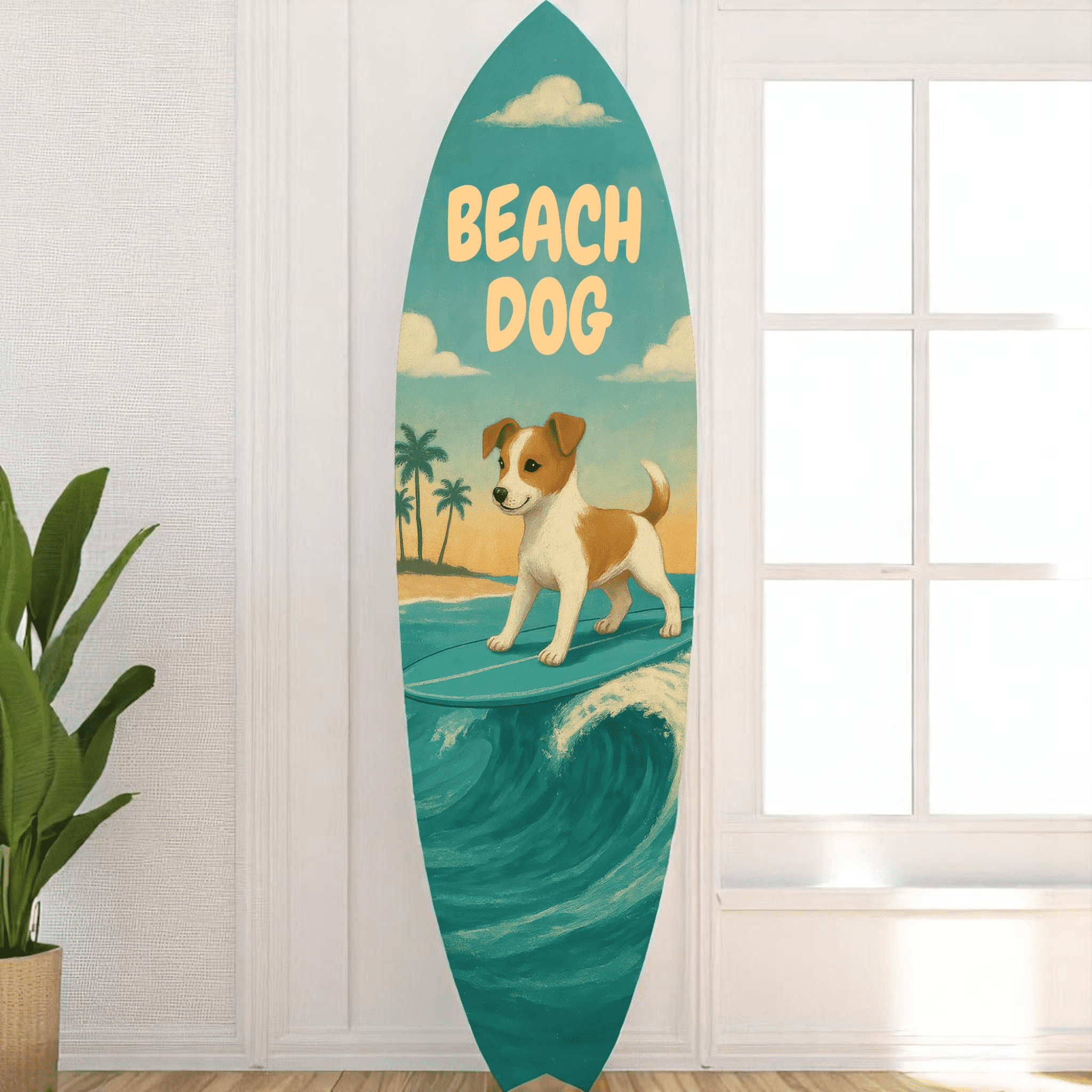 Outdoor Surfboard Sign – Coastal Pet Wall Art for Porch, Pool, Fence ...