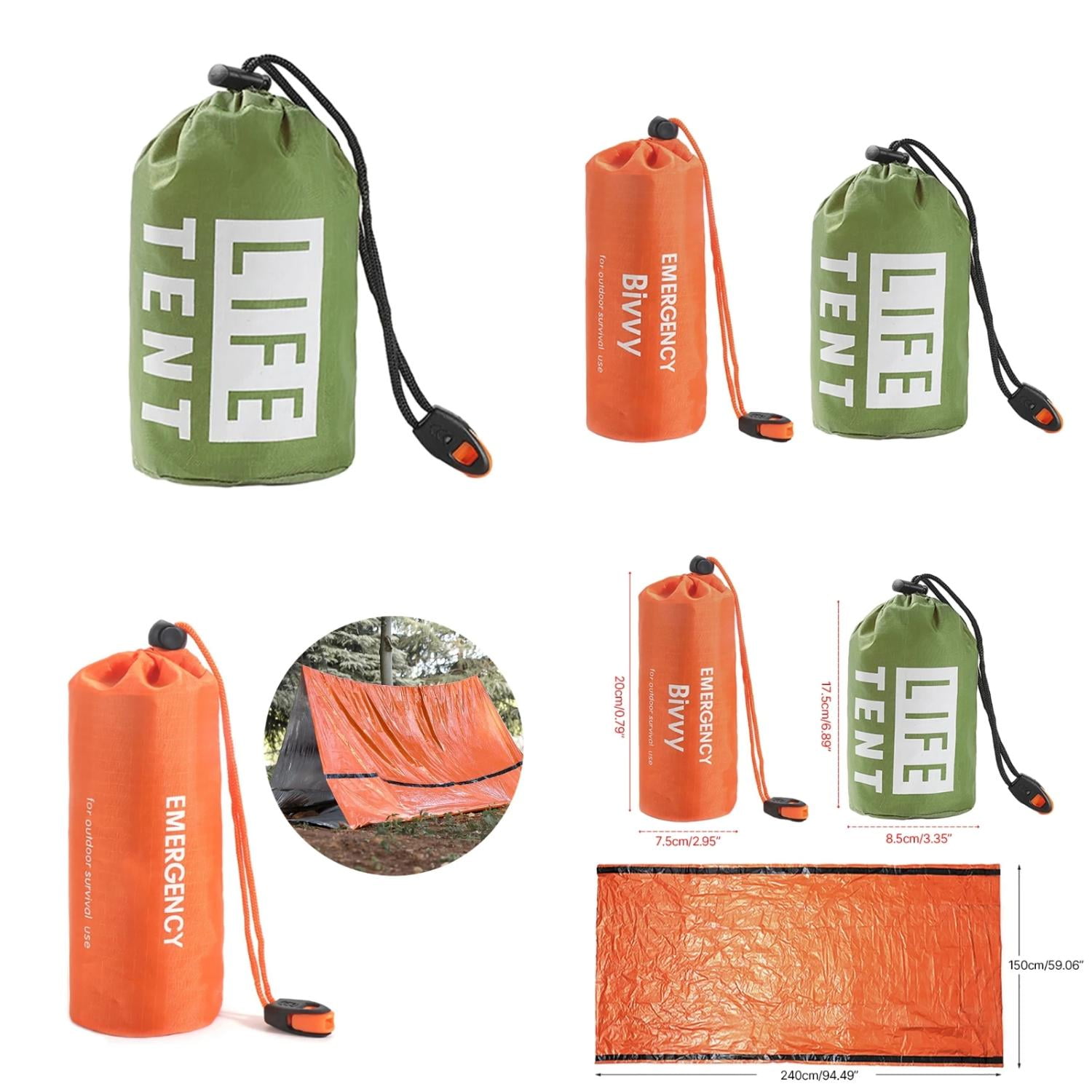 Outdoor Survival Tent 2 Person Emergency Shelter Tube Tents Waterproof ...