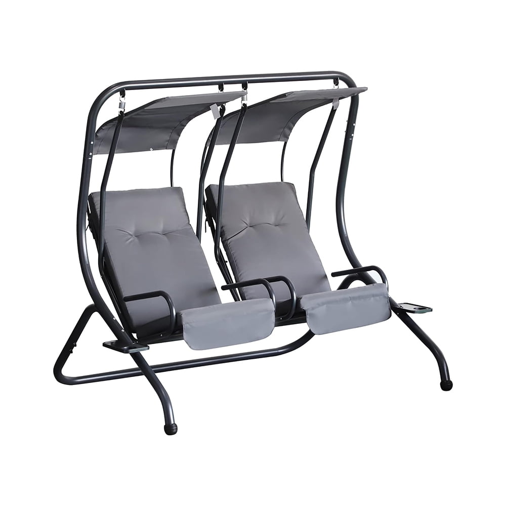 Outdoor Swing Chair, Patio Swing with 2 Separate Seats, Swing Glider ...