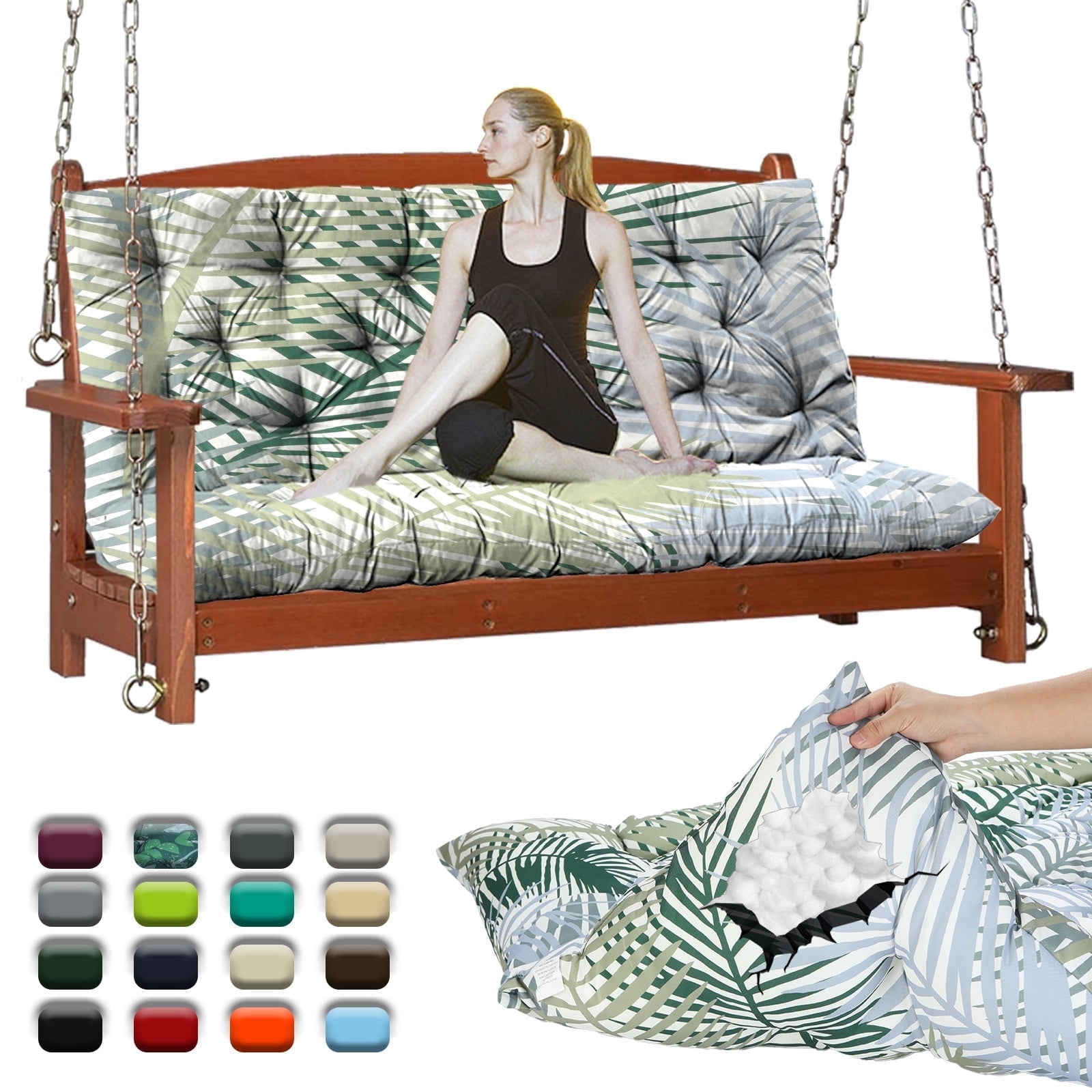 Outdoor Swing Cushions 40”, Porch Swing Cushions Thicken 4", Anti ...