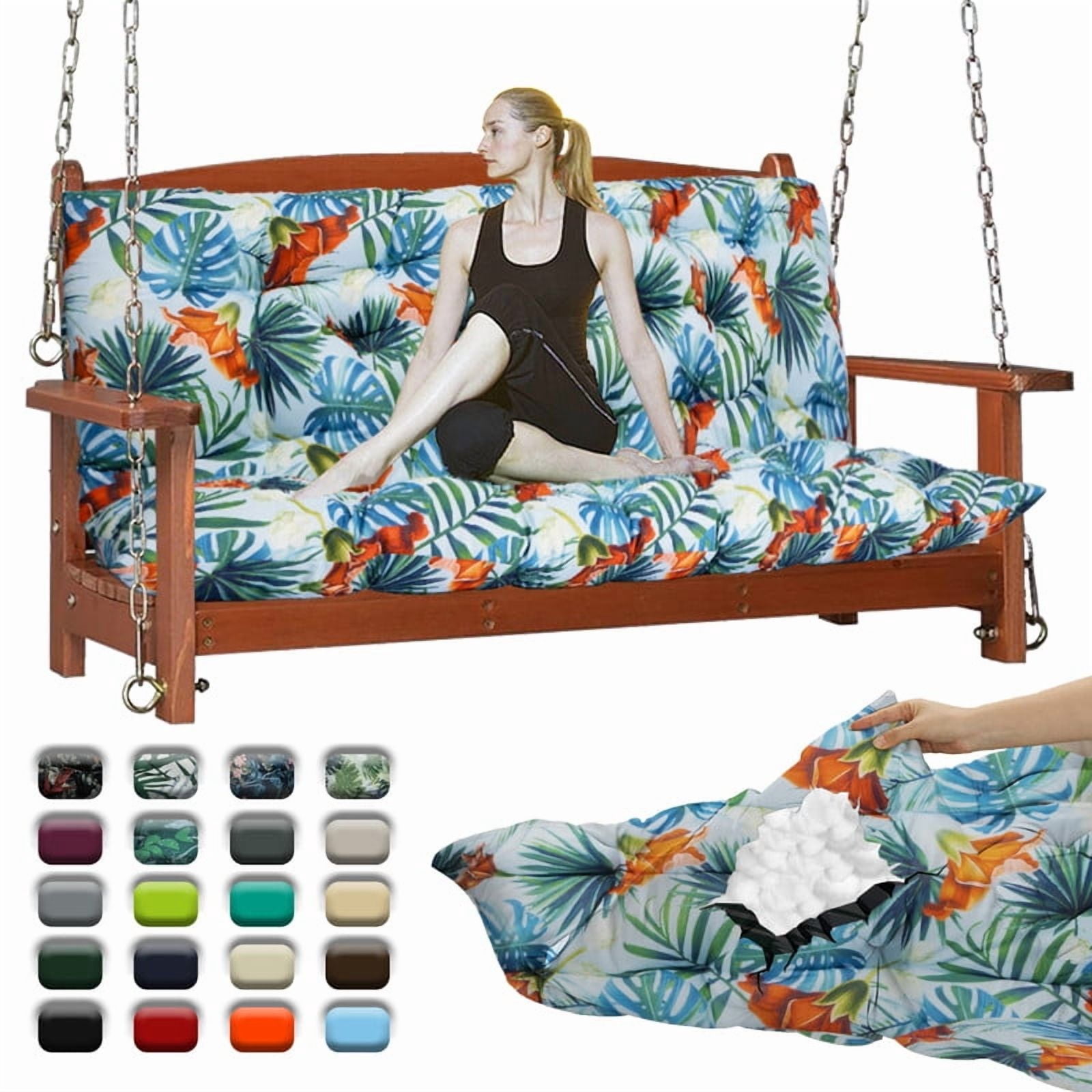 Outdoor Swing Cushions 40”, Porch Swing Cushions Thicken 4", Anti ...