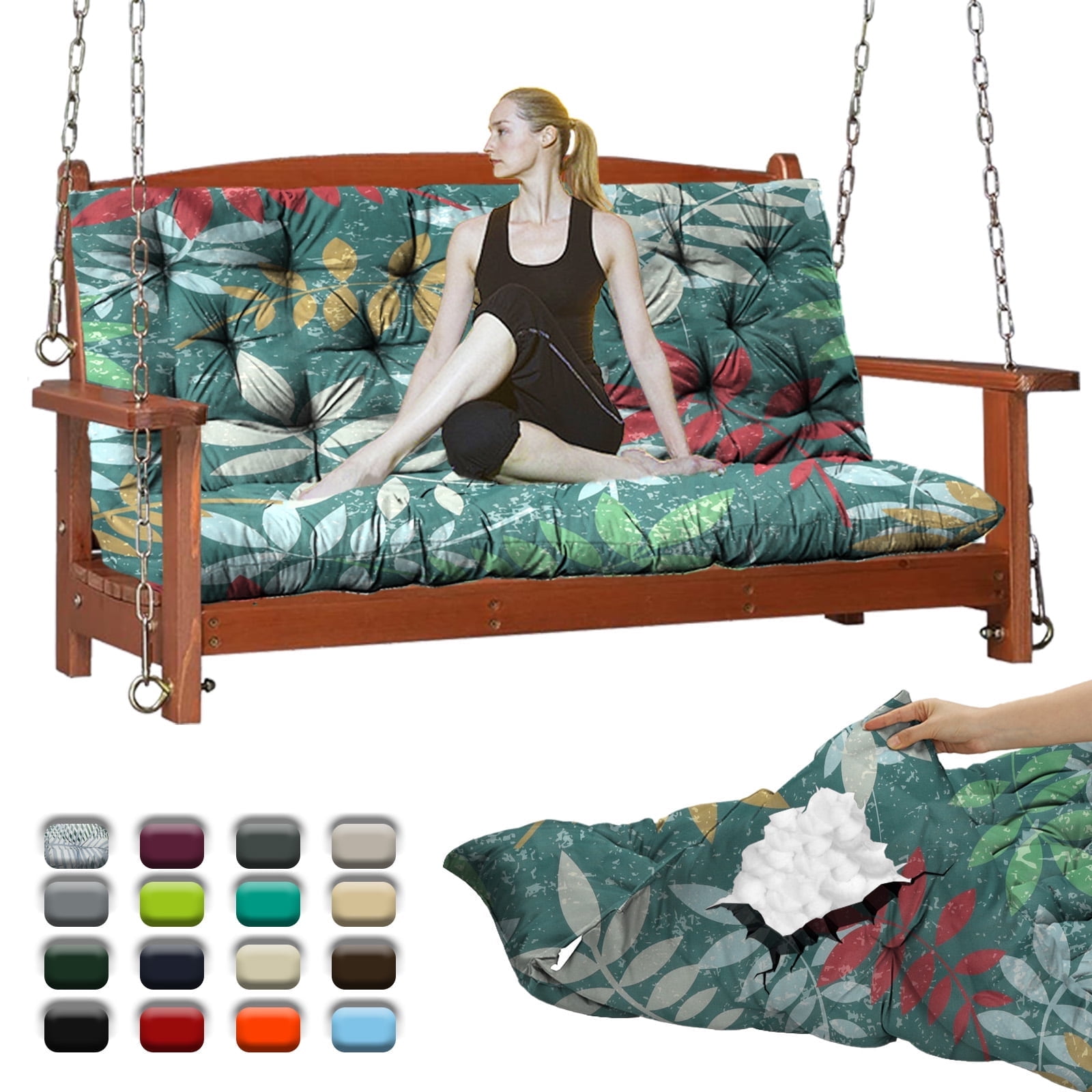 Outdoor Swing Cushions 60”, Porch Swing Cushions Thicken 4", Anti ...
