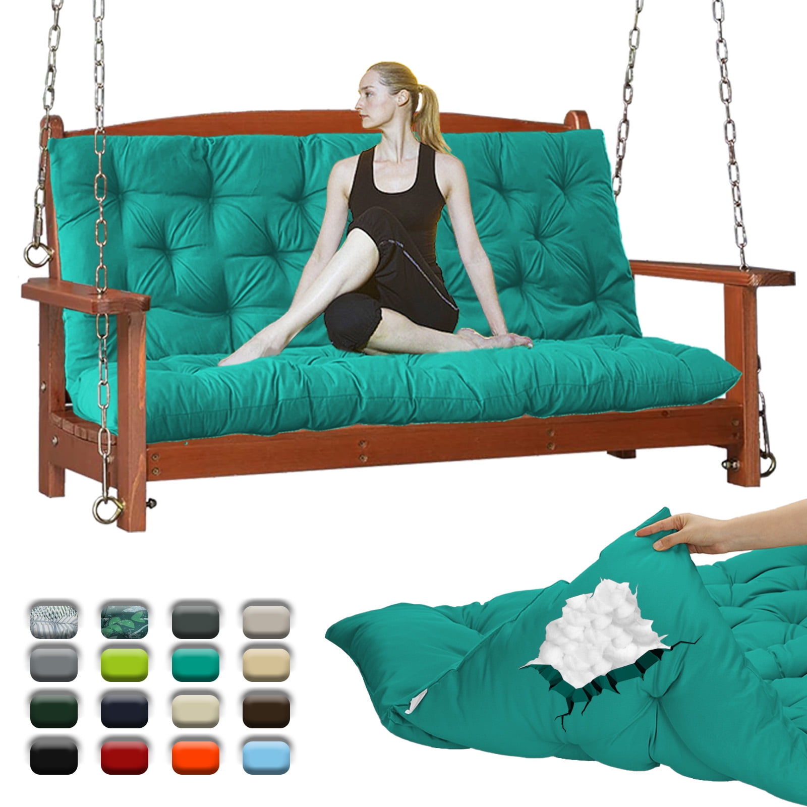 Outdoor Swing Cushions 60”, Porch Swing Cushions Thicken 4", Anti ...
