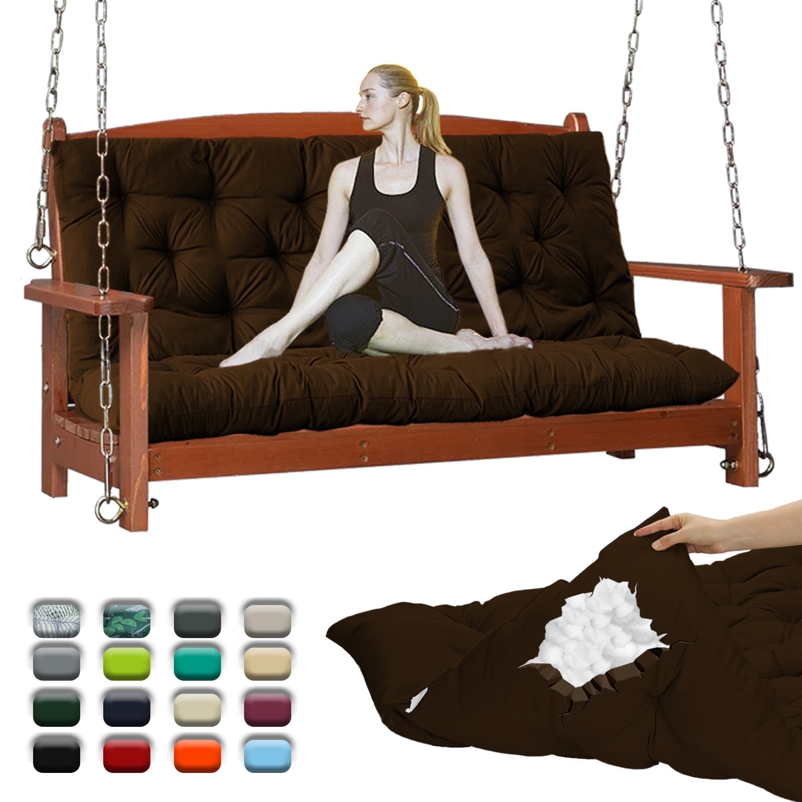 Outdoor Swing Cushions 71”, Porch Swing Cushions Thicken 4", Anti ...