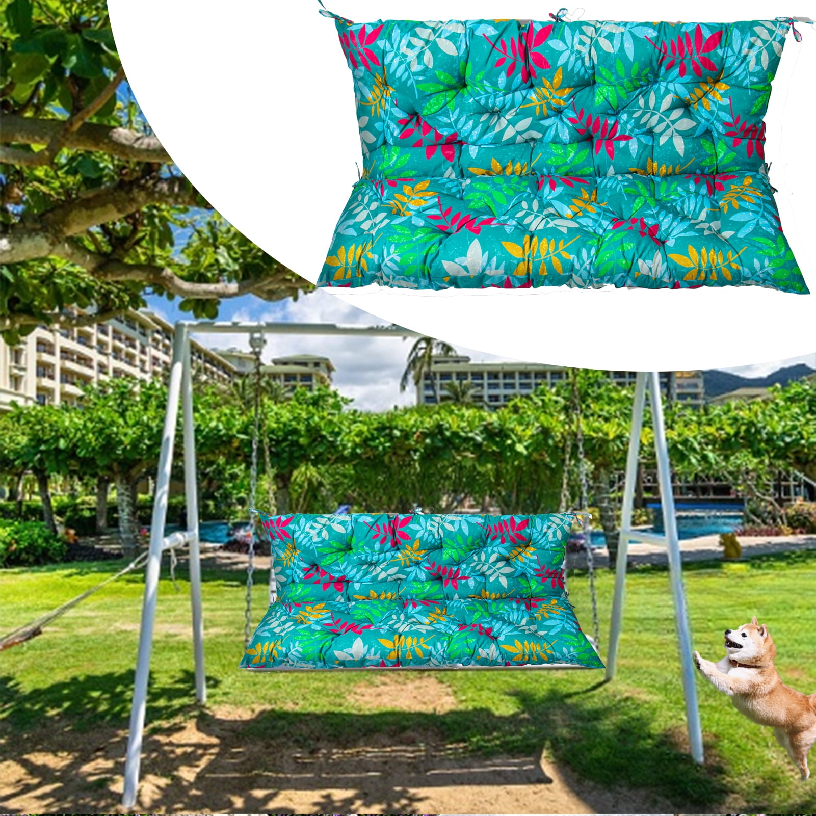 Outdoor Swing Cushions, Garden Bench Cushions with Backrest and Ties ...