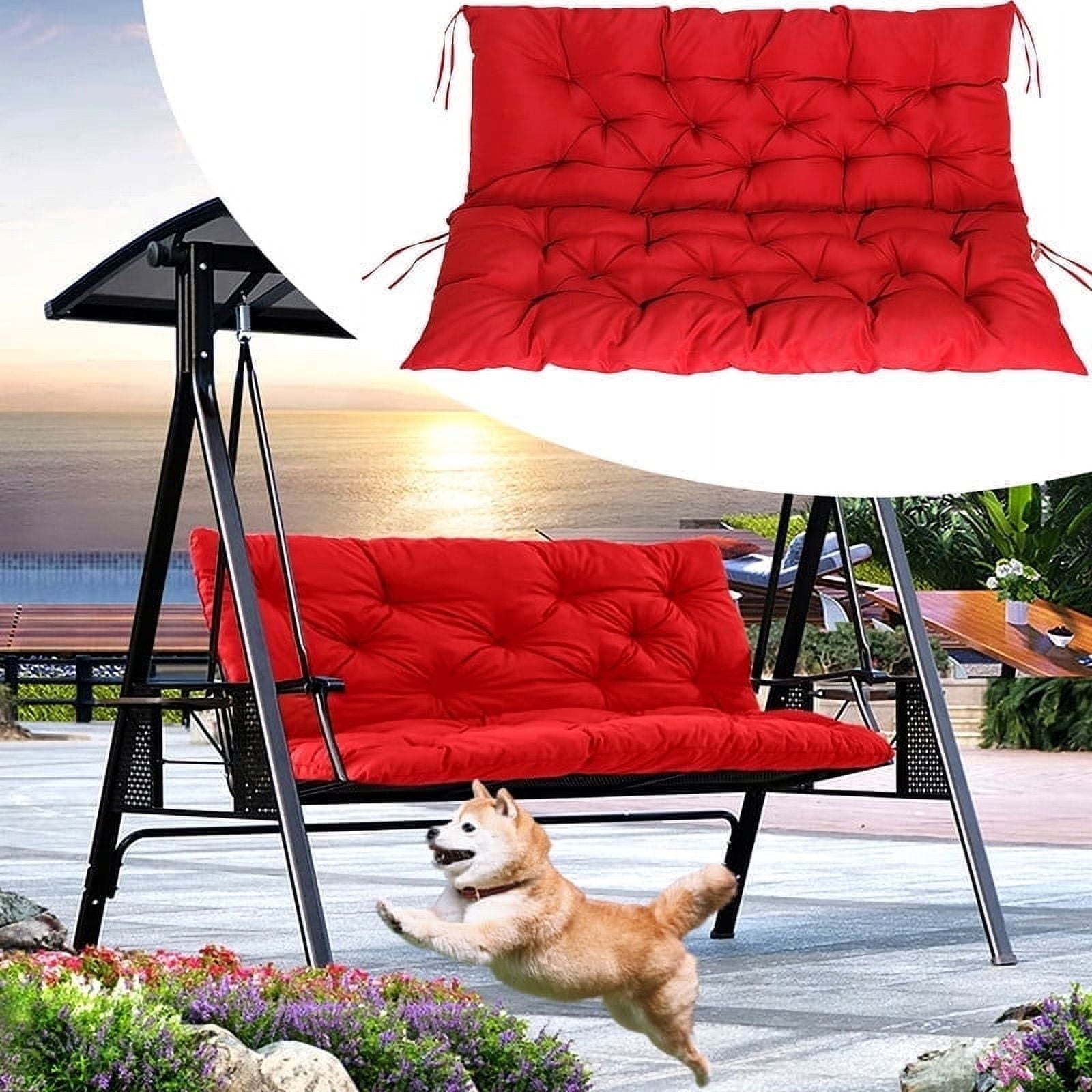 Outdoor Swing Cushions, Garden Bench Cushions with Backrest and Ties ...