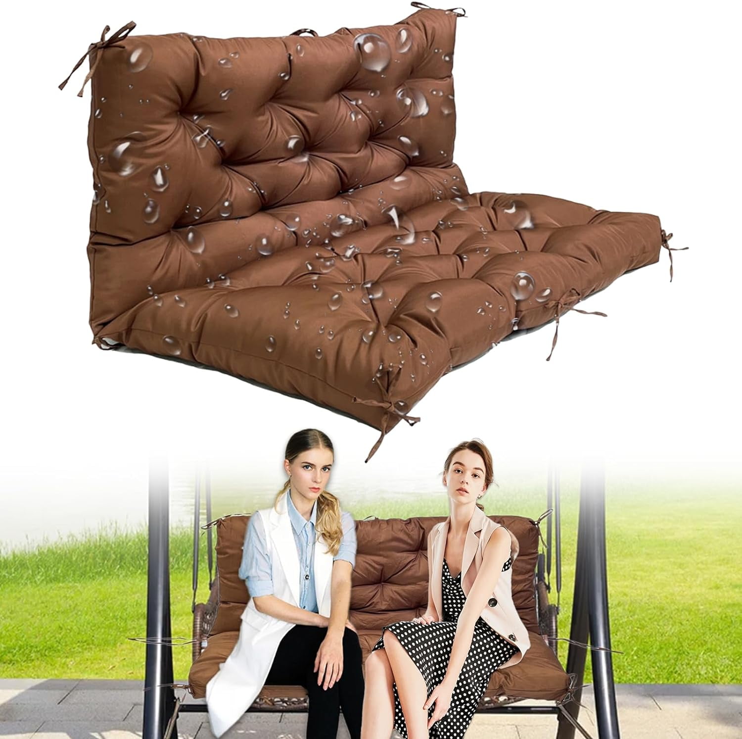 Outdoor Swing Cushions, Waterproof 2-3 Seater Bench Cushions for ...