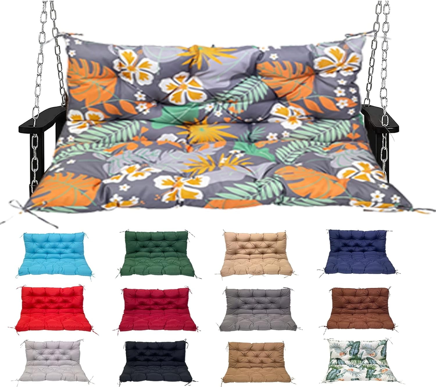 SHANNA 40 x 40 inches Multi-colored Floral Bench Cushions, Waterproof ...