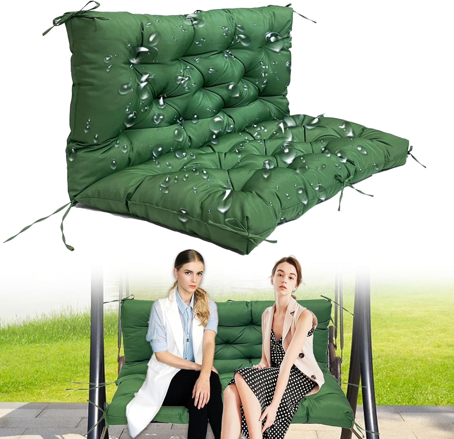 Outdoor Swing Cushions, Waterproof 2-3 Seater Bench Cushions for ...