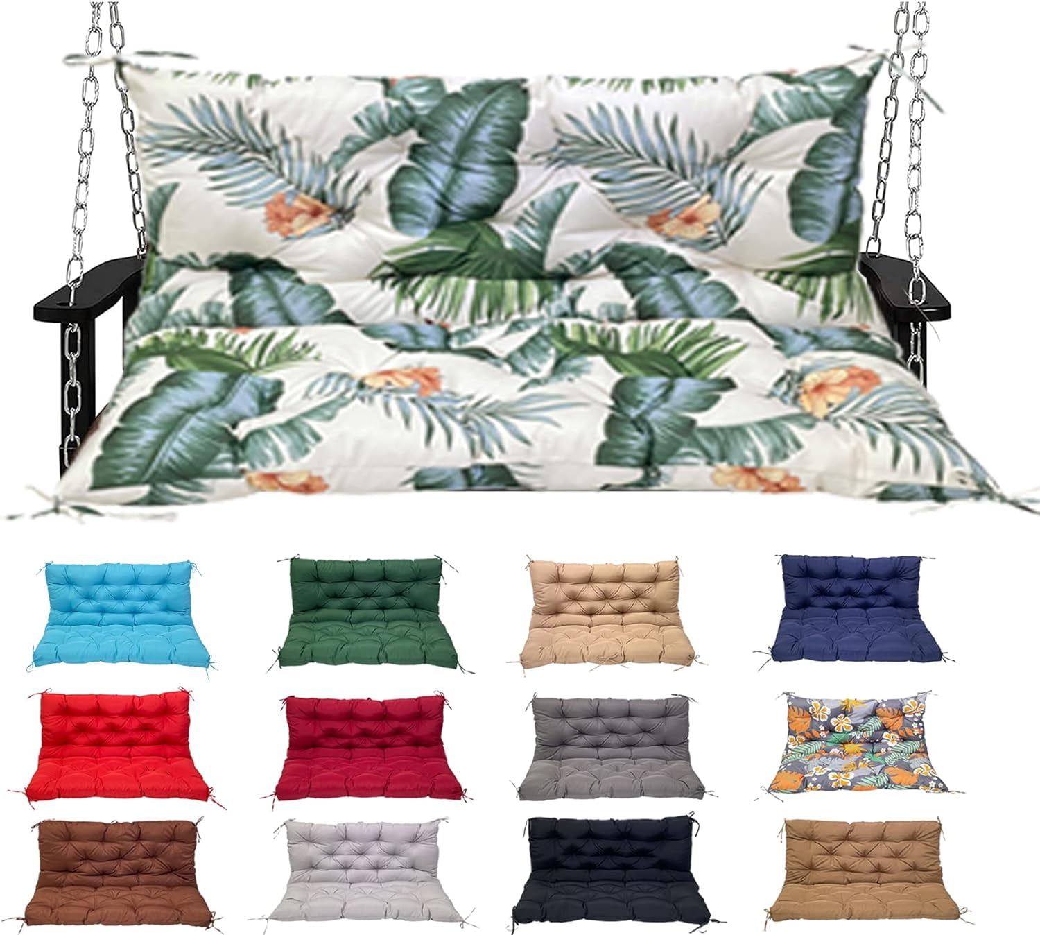 SHANNA Outdoor Swing Cushions, Waterproof Bench Cushions with Backrest ...