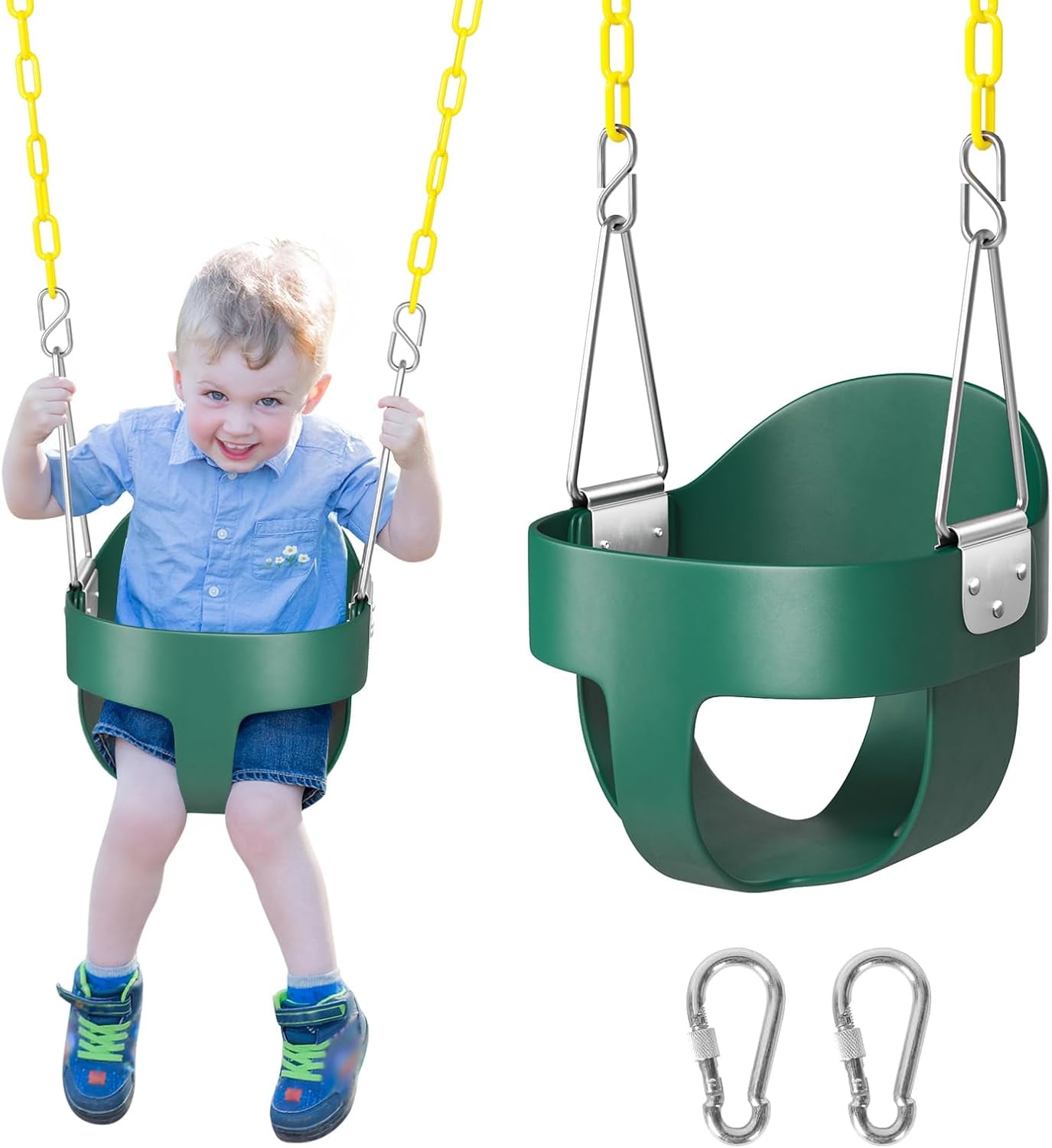 Outdoor Swing - High Back Full Barrel Swing Set with Plastic Coated Chain and Quick Cut ...