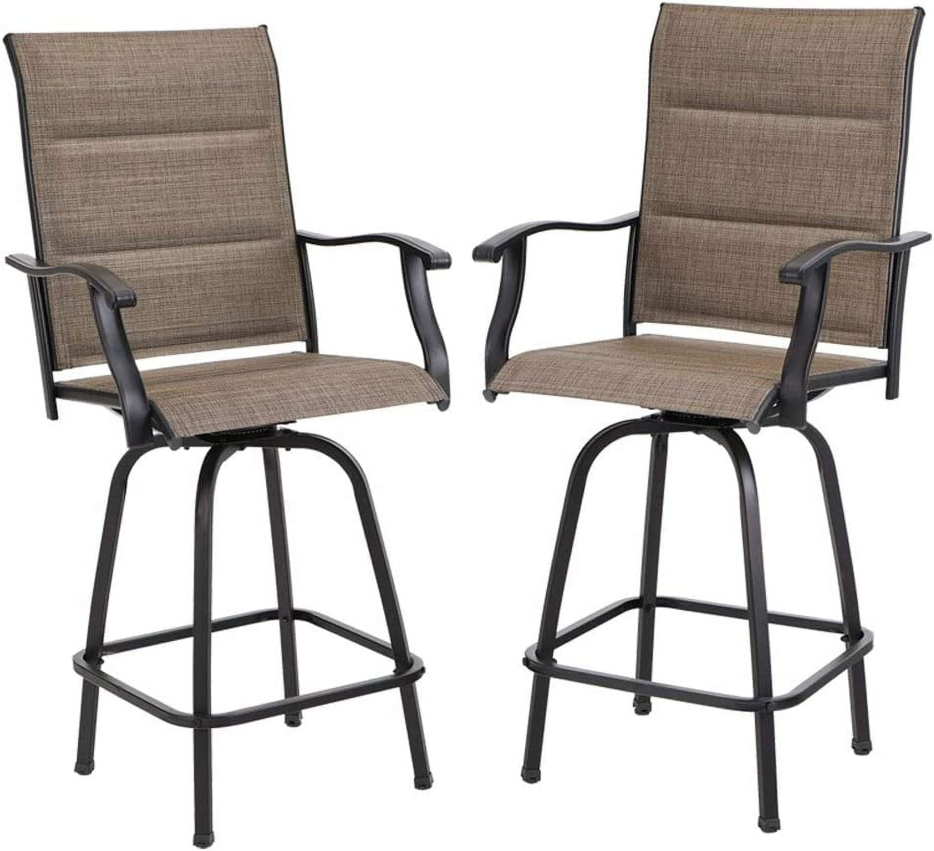 Outdoor Swivel Bar Stools High Top Chairs with Padded Textilene All ...