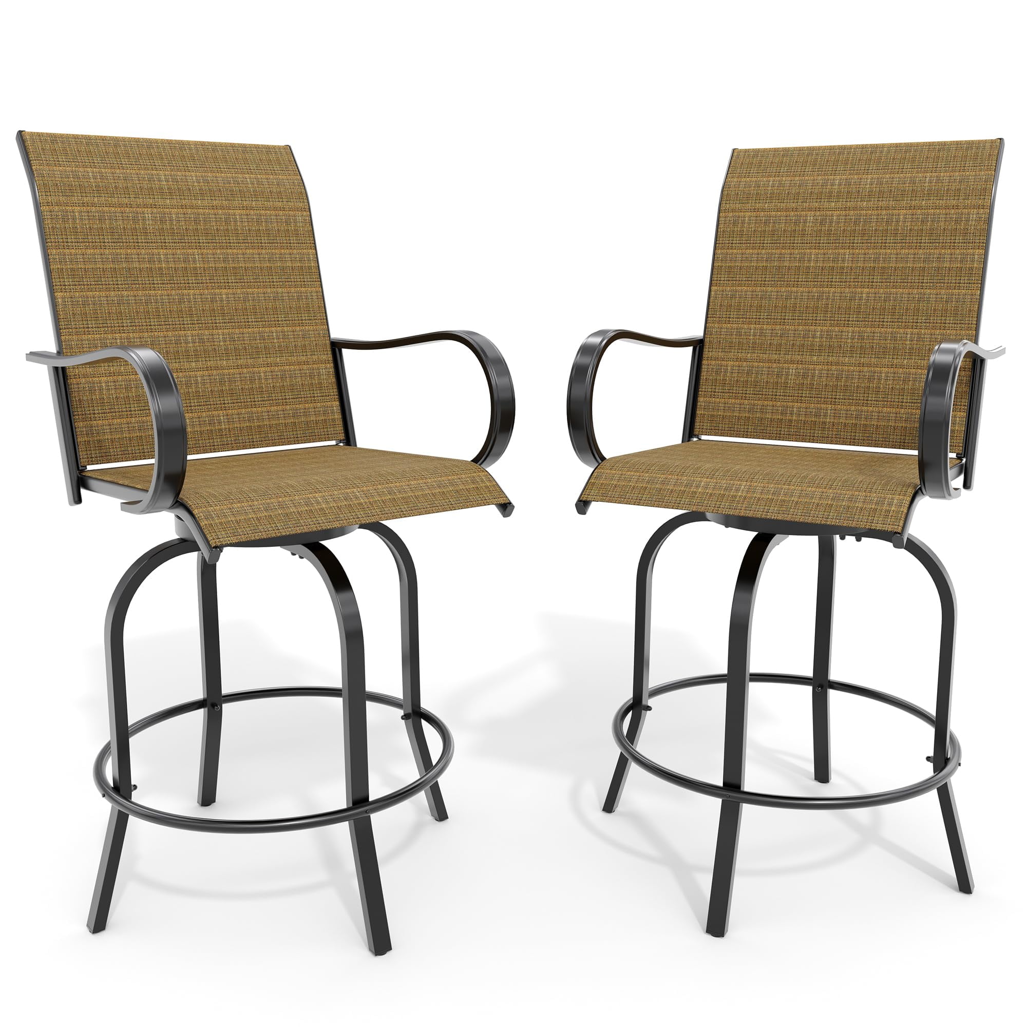 Outdoor Swivel Bar Stools Set of 2, 360 Degree Rotating Patio Chairs ...