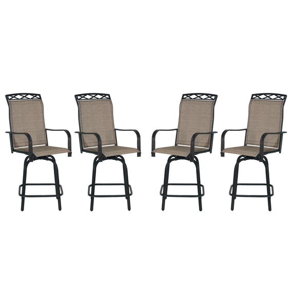 Outdoor Swivel Bar Stools Set of 4, 26.6" Seat Height with Ventilated ...