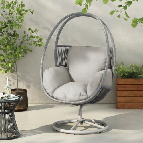 Outdoor Swivel Chair, Modern Patio Lounge Chair with Cushion, 360 ...