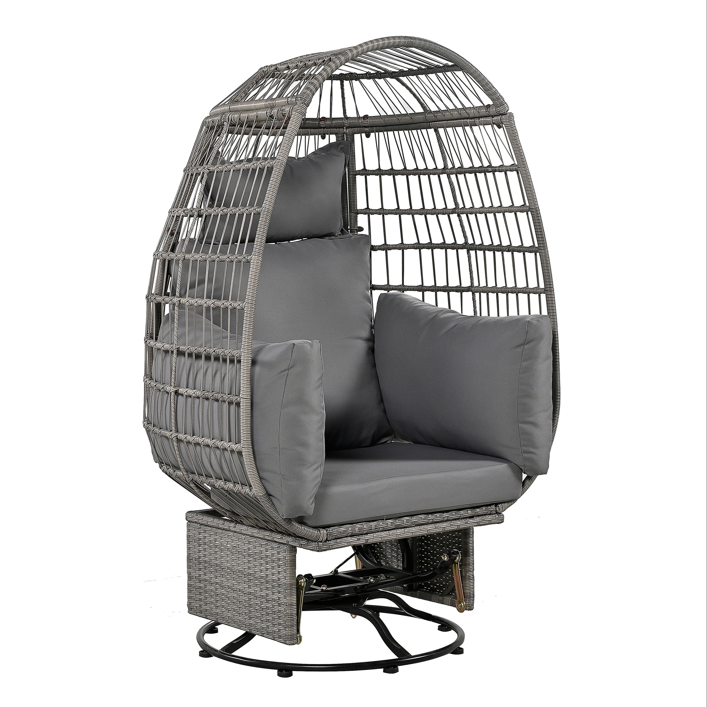 Outdoor Swivel Chair with Cushions, Rattan Egg Patio Chair with Rocking ...