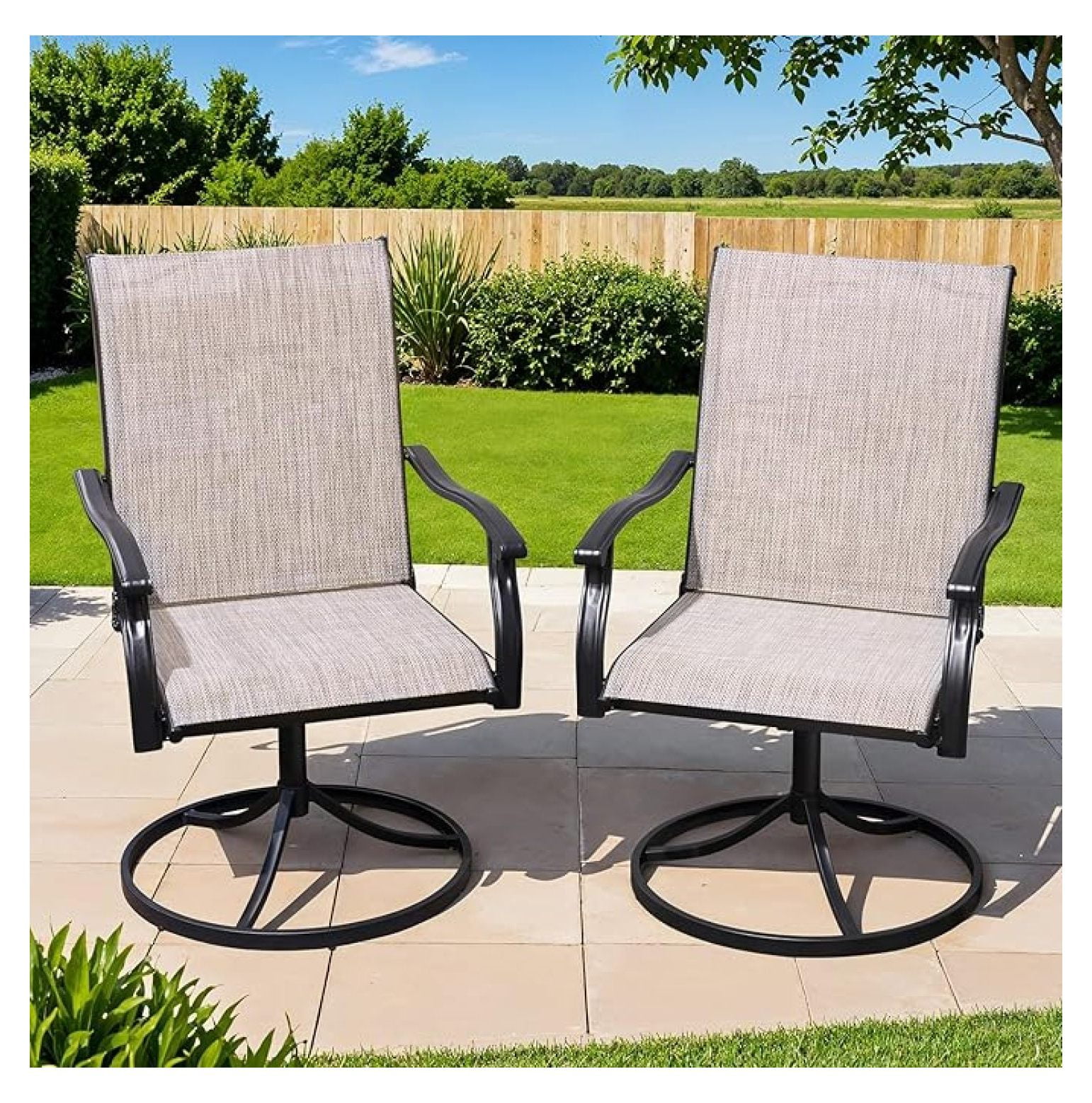 Outdoor Swivel Dining Chairs Set of 2, Textilene Patio Rocking Chairs ...