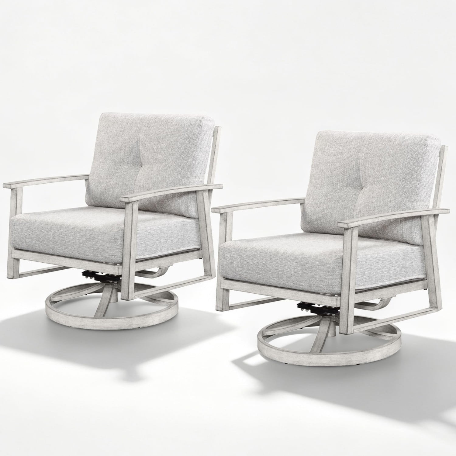 Outdoor Swivel Patio Chairs Set of 2, All-Aluminum Swivel Armchairs ...